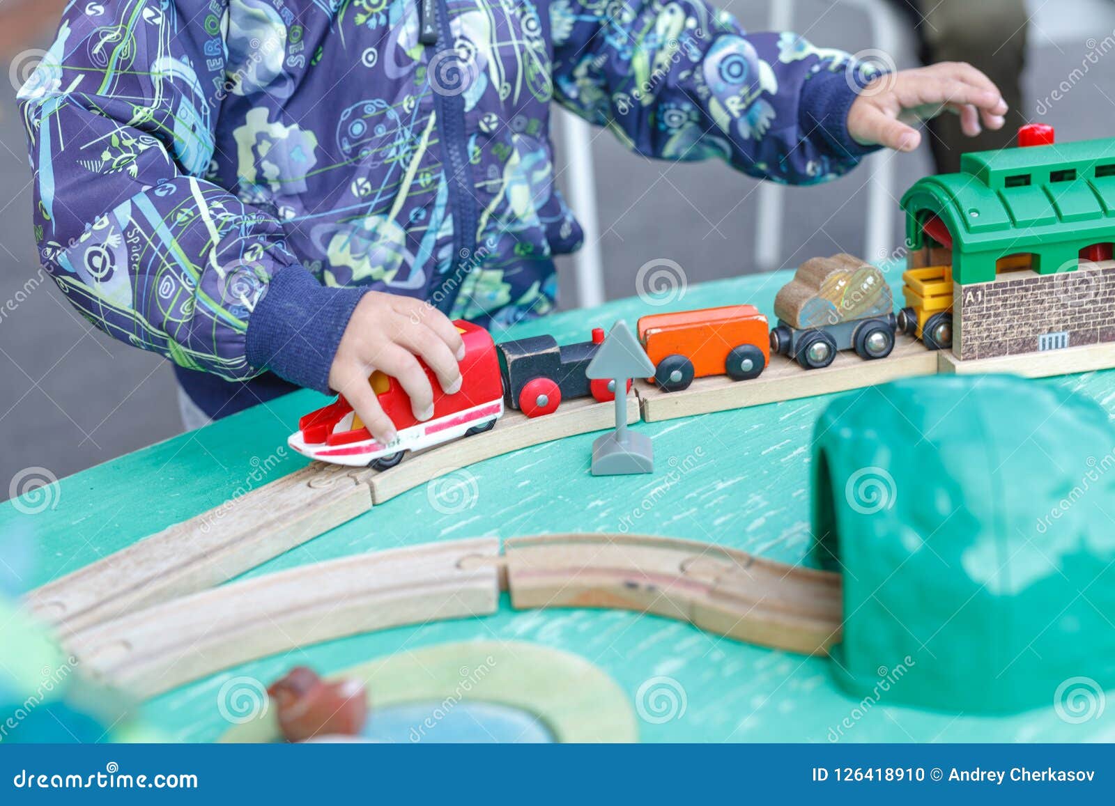 Autistic Kid Play Alone with Train Toys Stock Photo - Image of mental ...