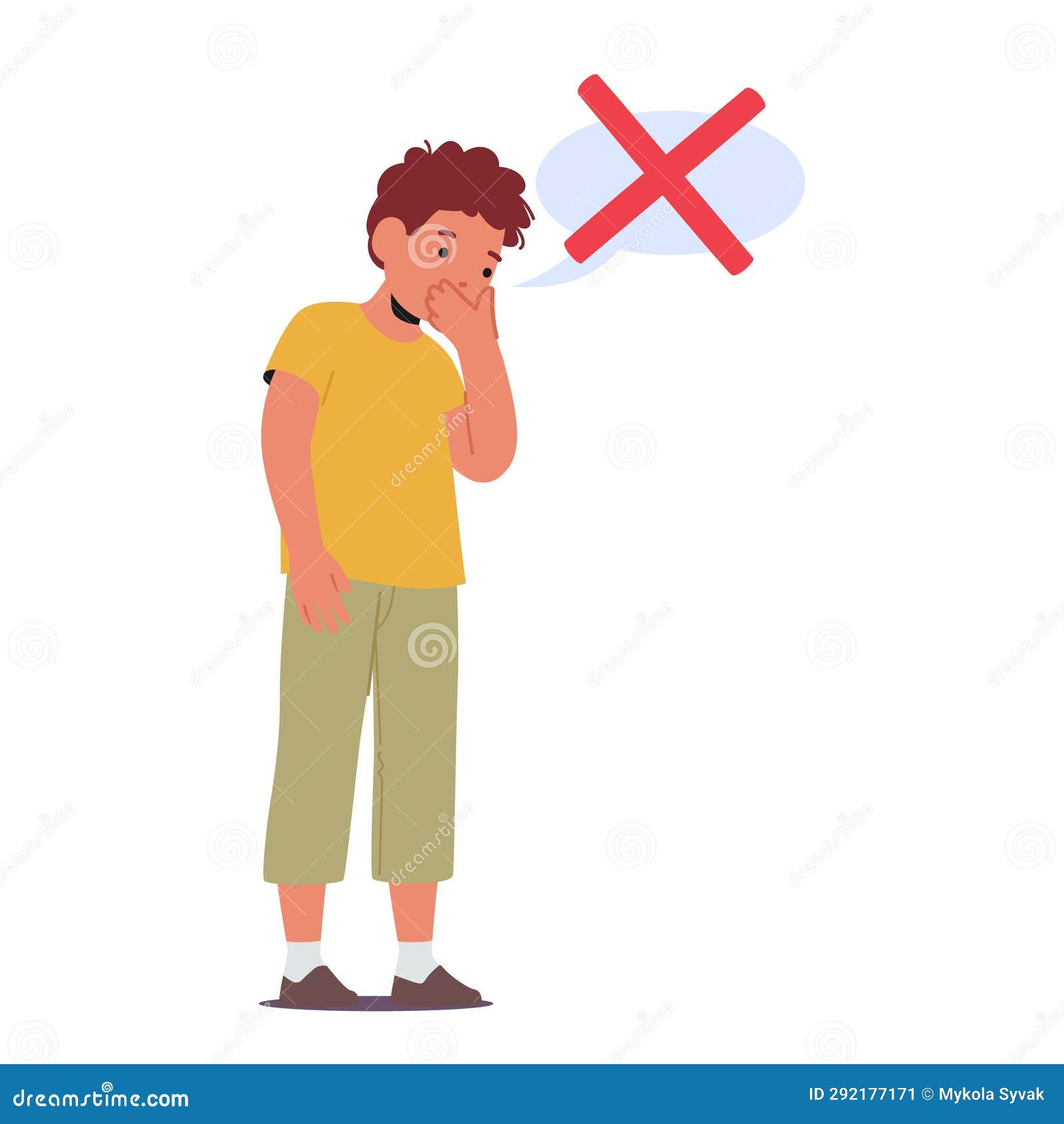 Autistic Young Boy With Delayed Language Skills. Kid Character On ...