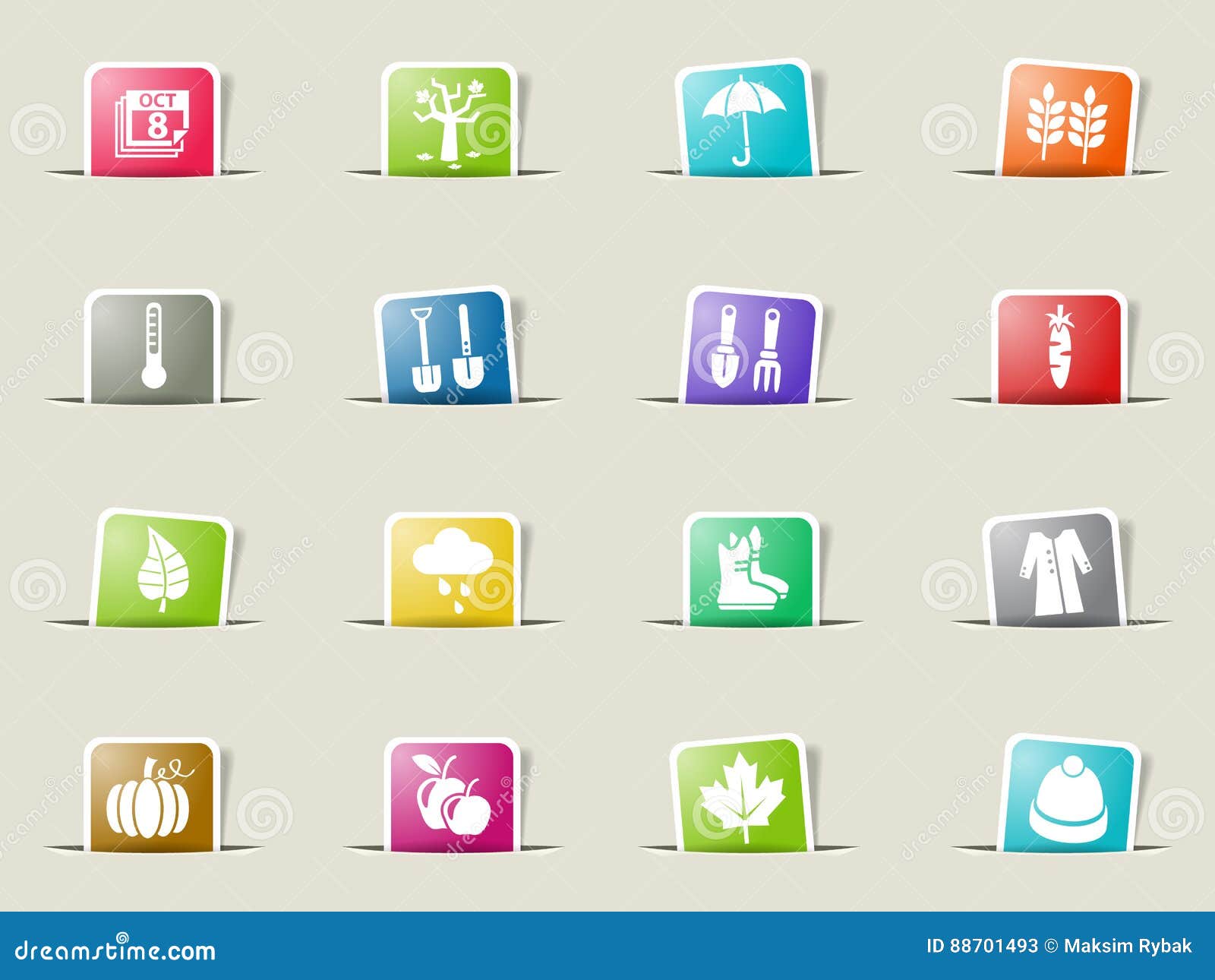 Autmn icon set stock illustration. Illustration of rain - 88701493