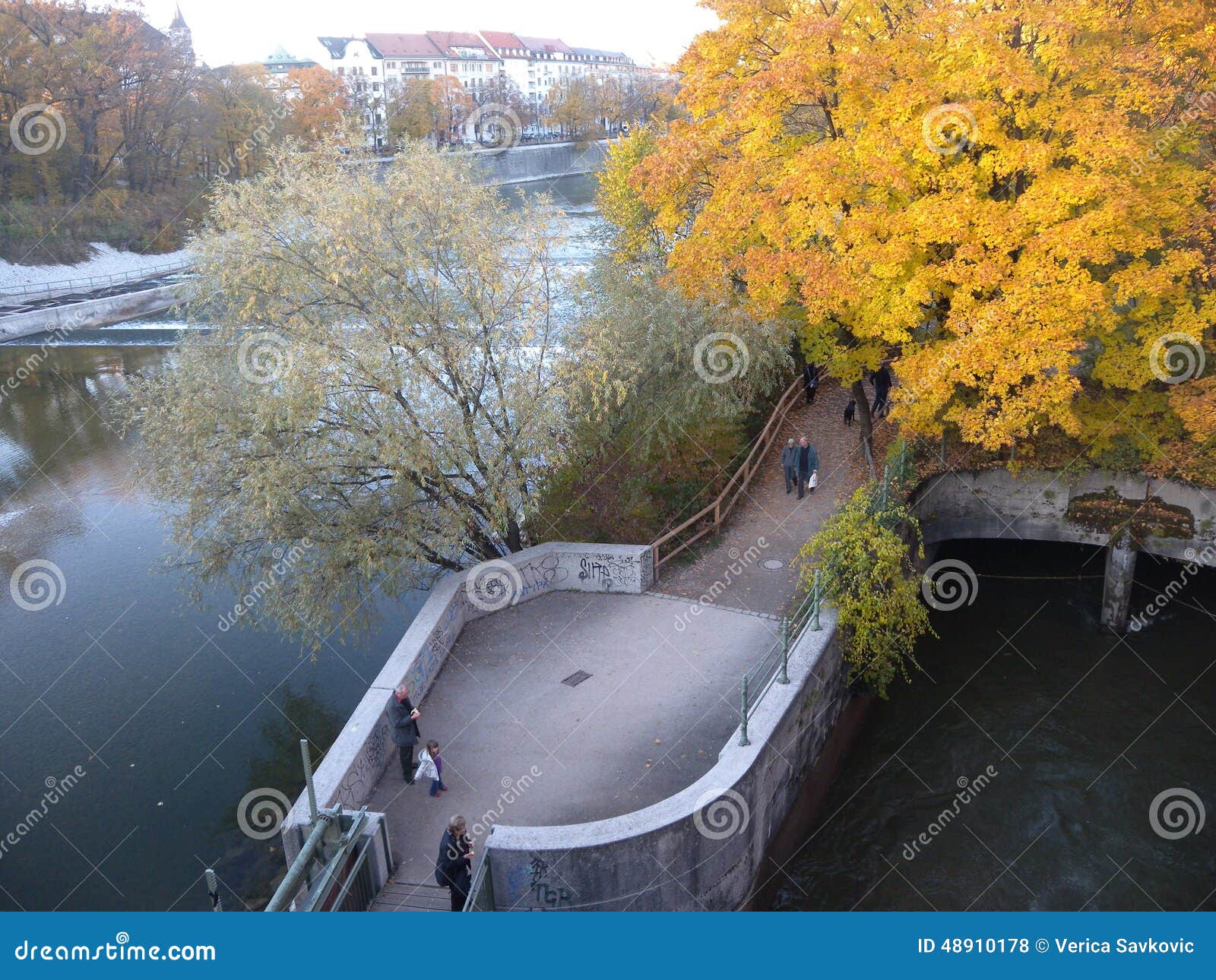 Autmn stock photo. Image of people, trees, river, water - 48910178