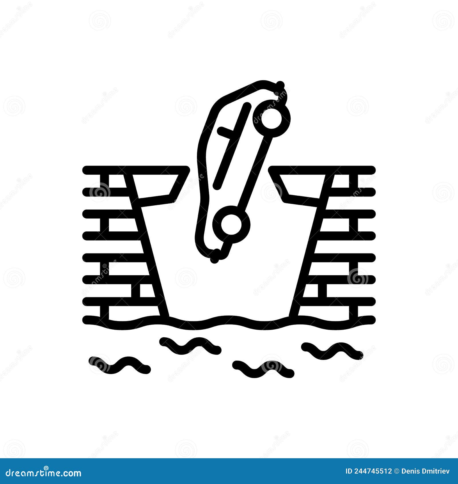 Auto Accident Icon. Collapse of Bridge. Falling Car. Vector Sign in ...