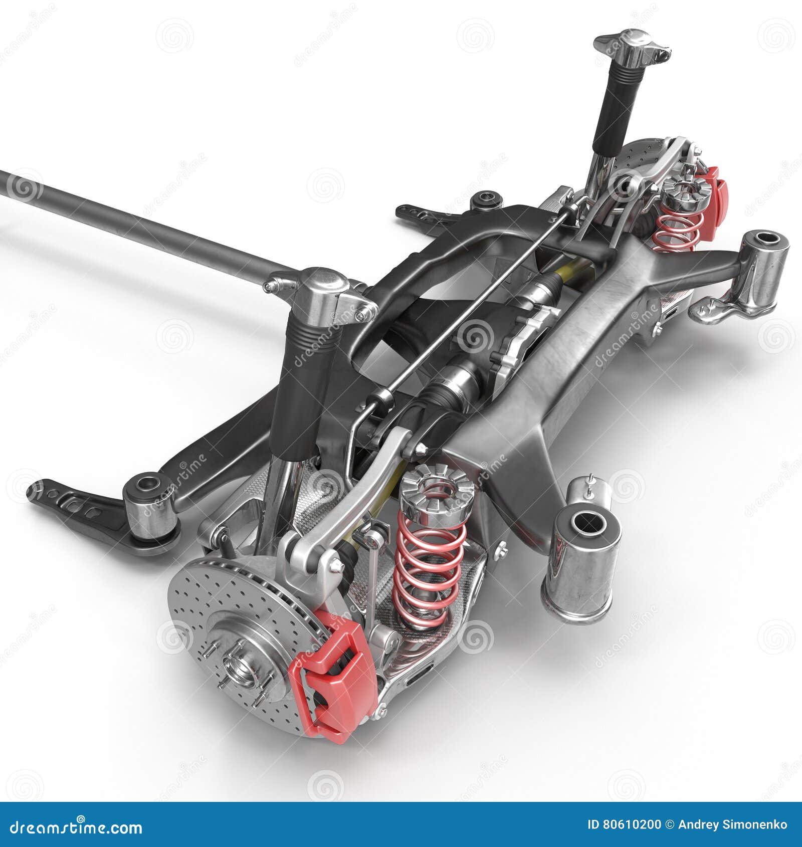 Auto Achteropschorting Met Schijfrem Op Wit 3D Illustratie Stock ...