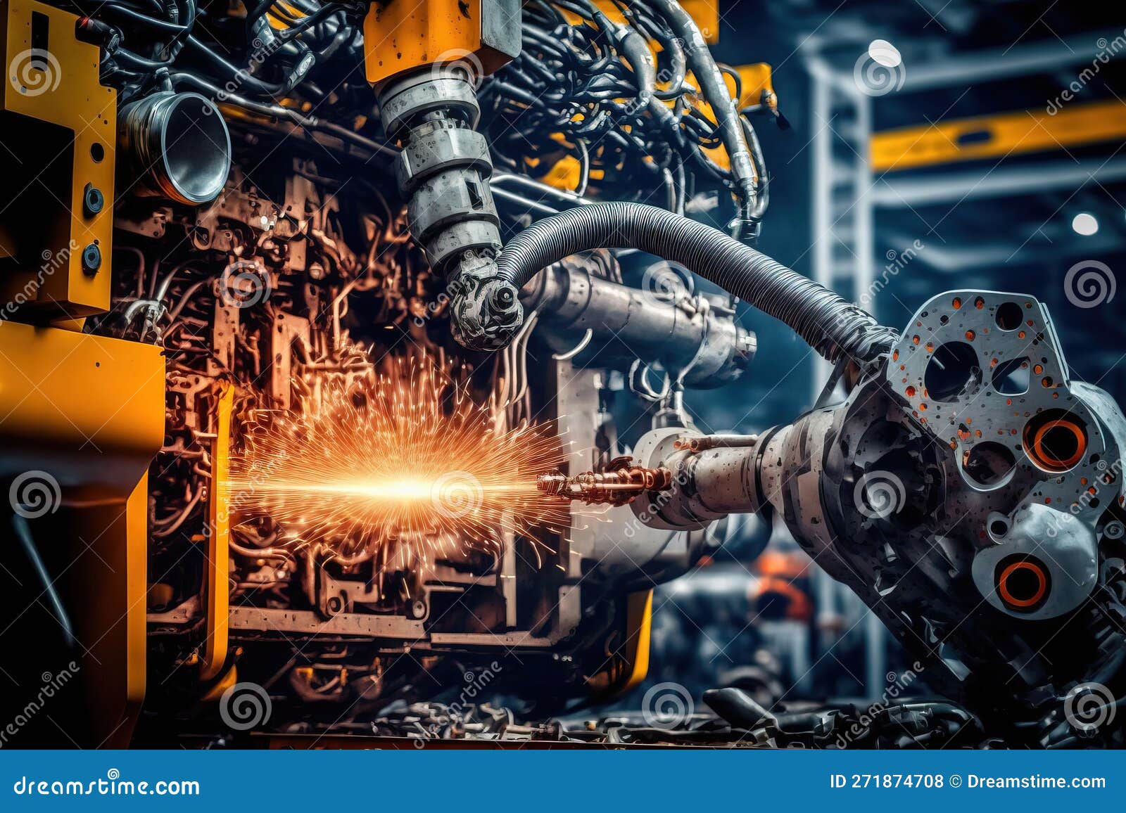 On the Auto Assembly Line, the Welding Arm is in Use Stock Illustration ...