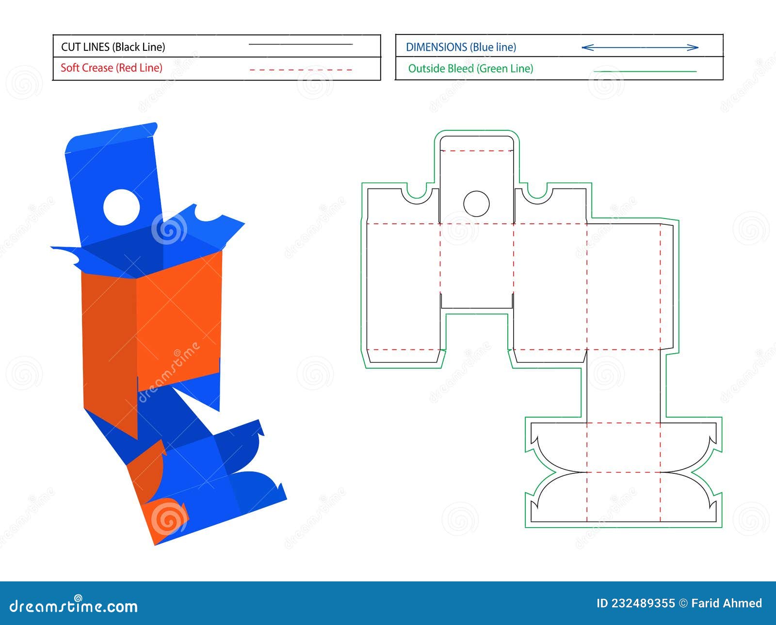 Custom Box Dieline Template with Product Holding Insert Stock Vector ...