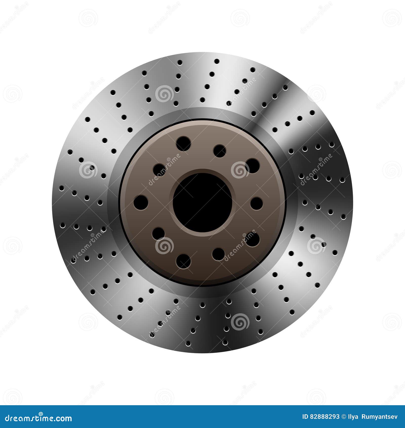 Auto brake disc on white stock vector. Illustration of wheel - 82888293