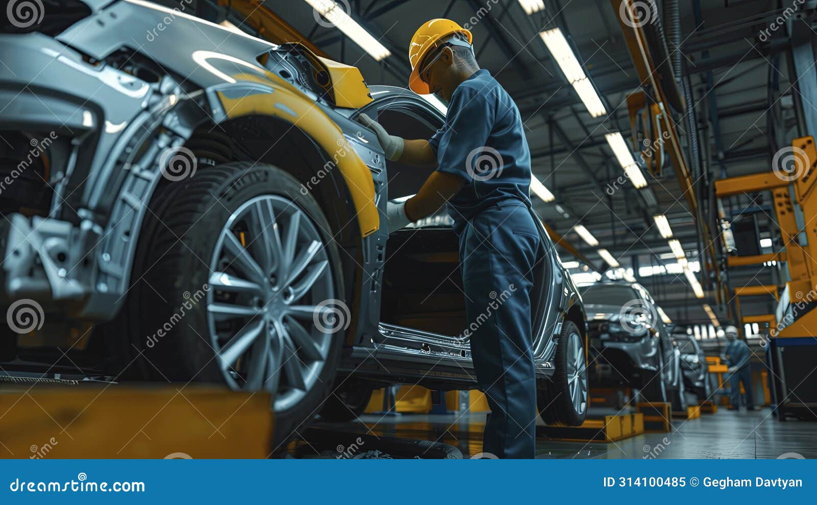 Auto Car Engineer Doing Work, Car Engineer at the Workstation with ...