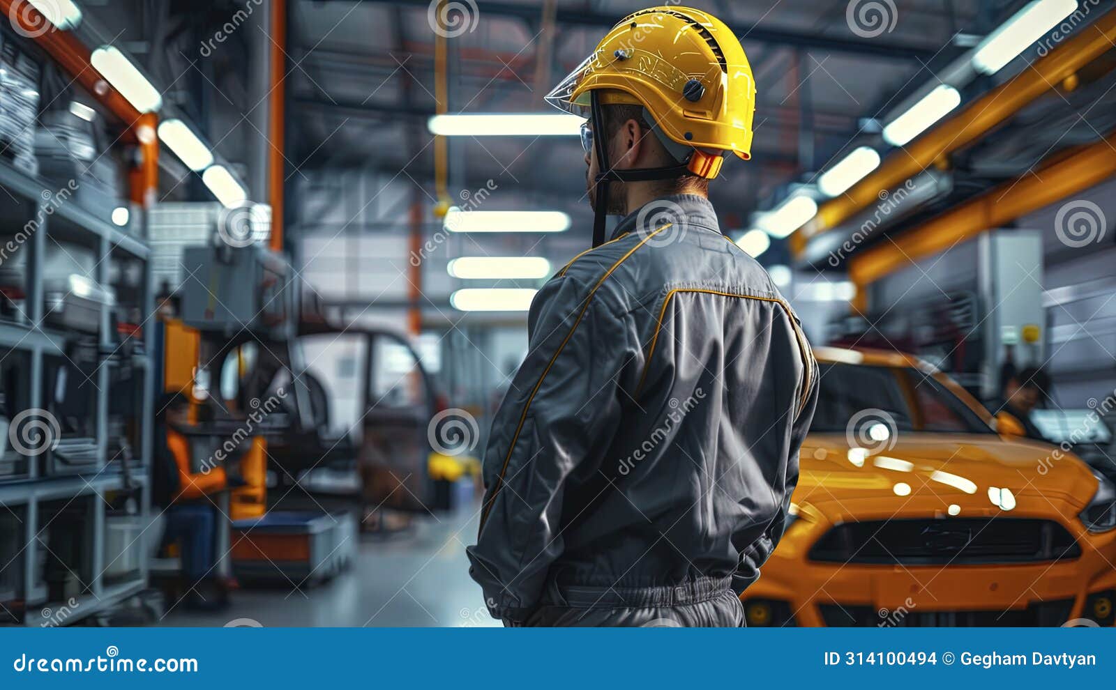 Auto Car Engineer Doing Work, Car Engineer at the Workstation with ...