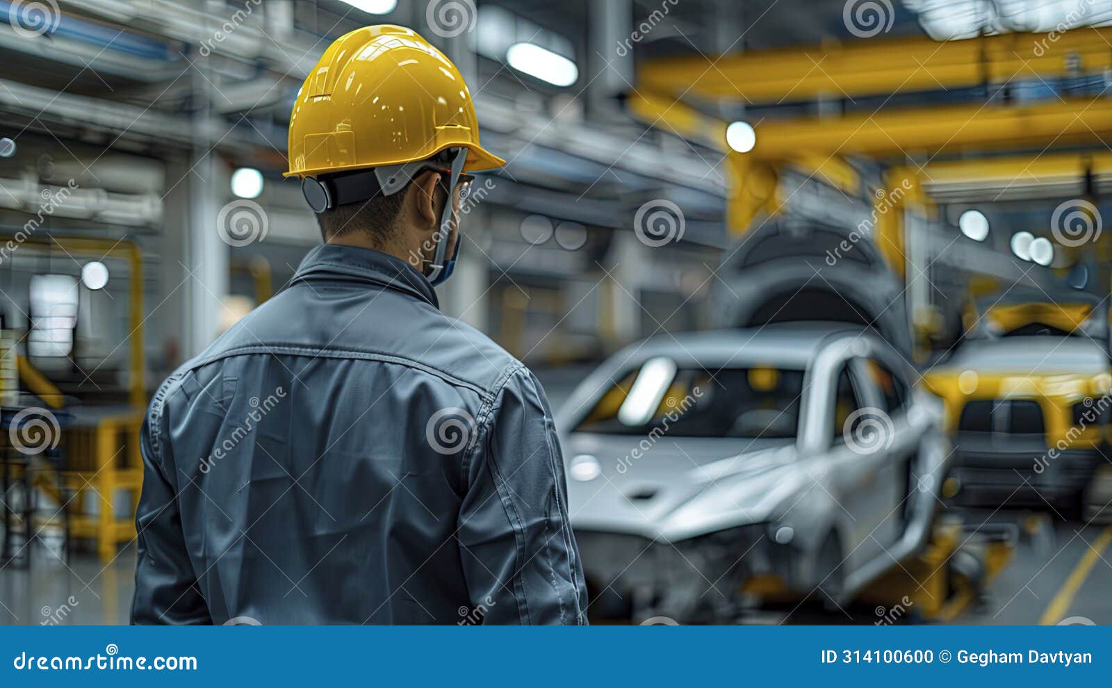 Auto Car Engineer Doing Work, Car Engineer at the Workstation with ...