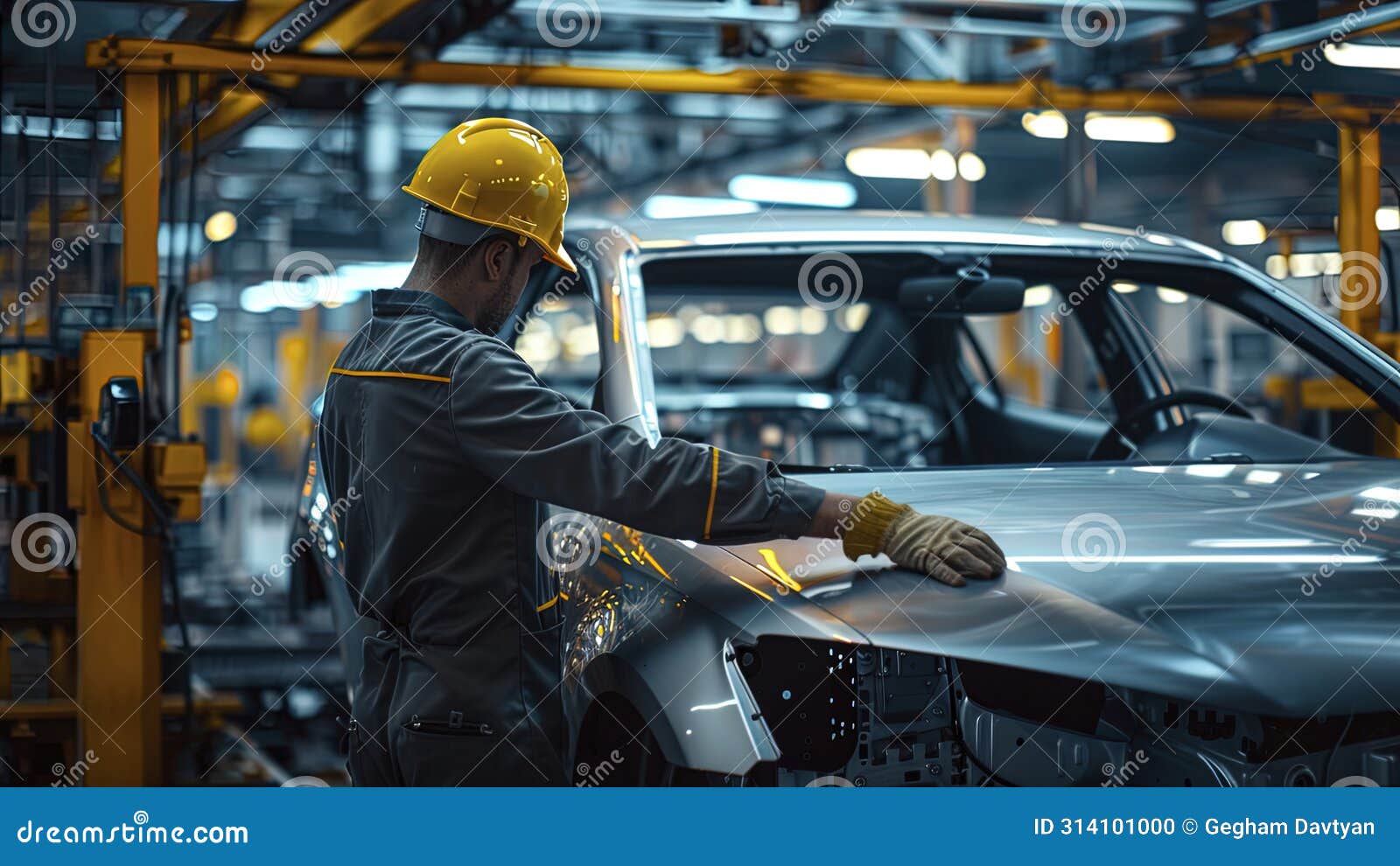 Auto Car Engineer Doing Work, Car Engineer at the Workstation with ...