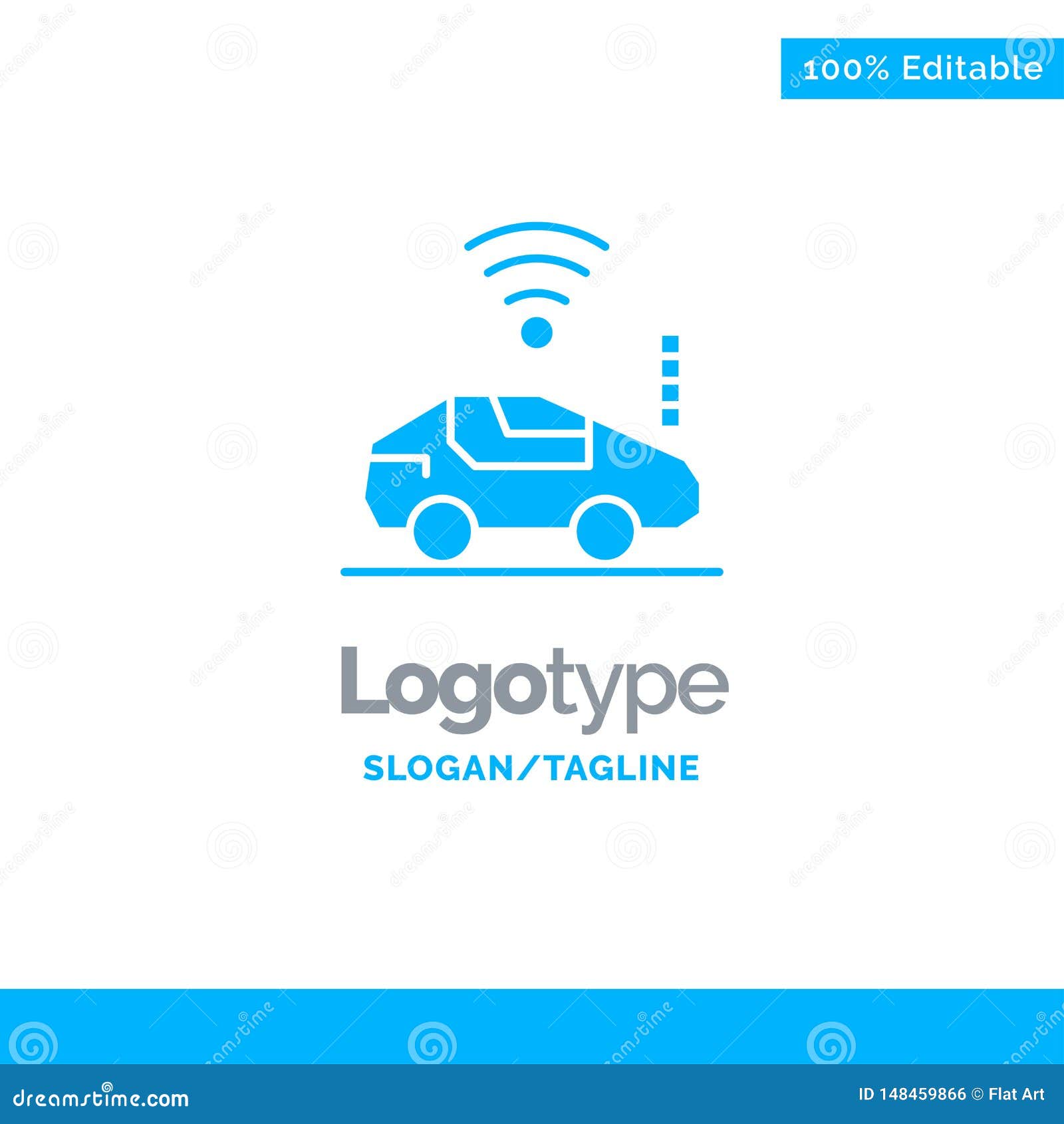 Auto, Car, Wifi, Signal Blue Solid Logo Template. Place for Tagline ...