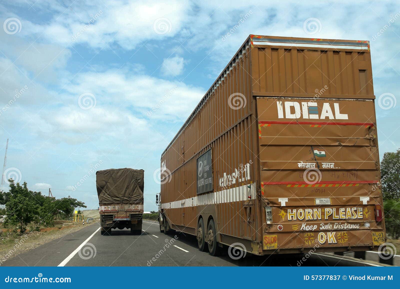Indian Container Trucks On Road
