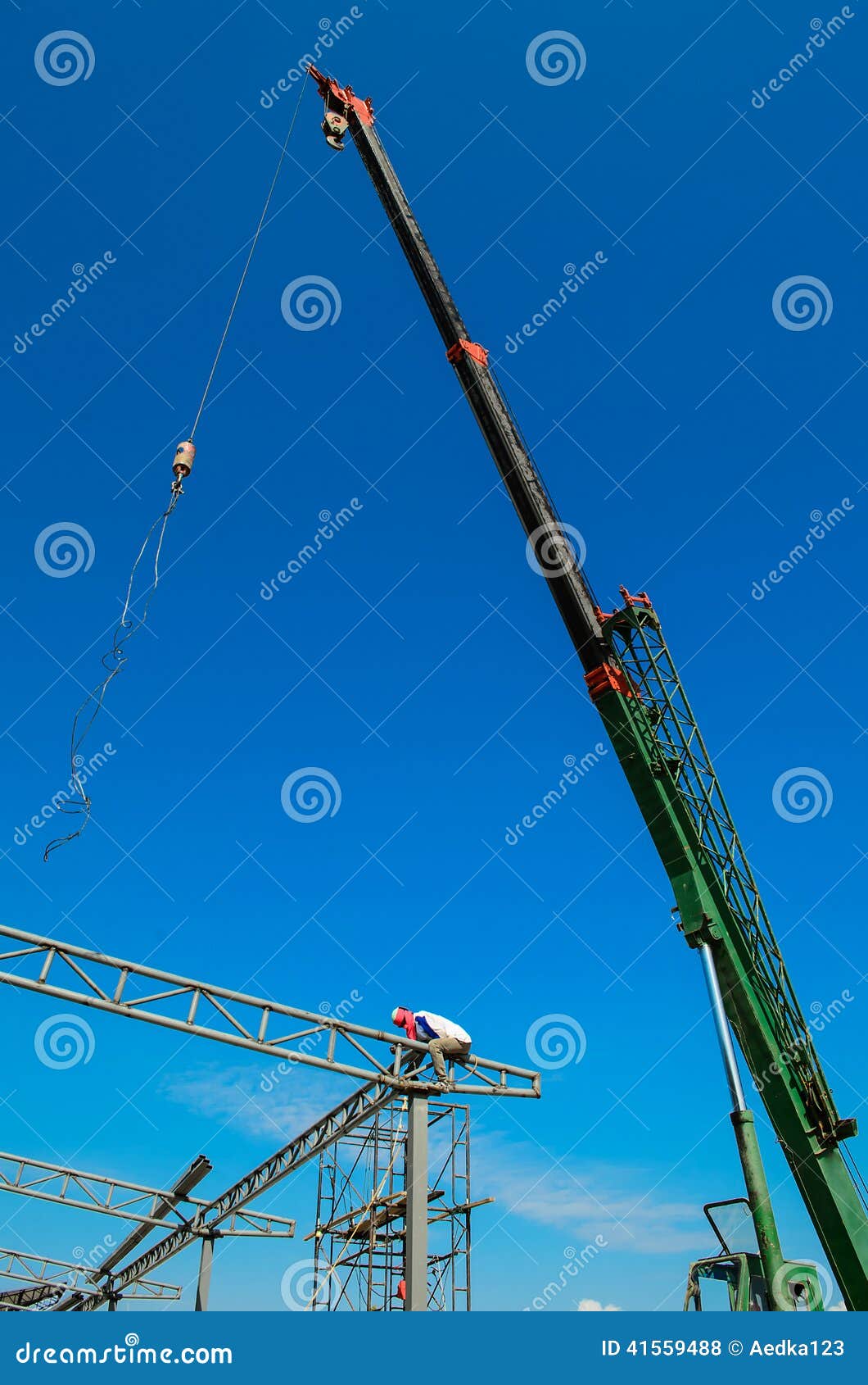 Auto crane on construction editorial stock photo. Image of lifter ...