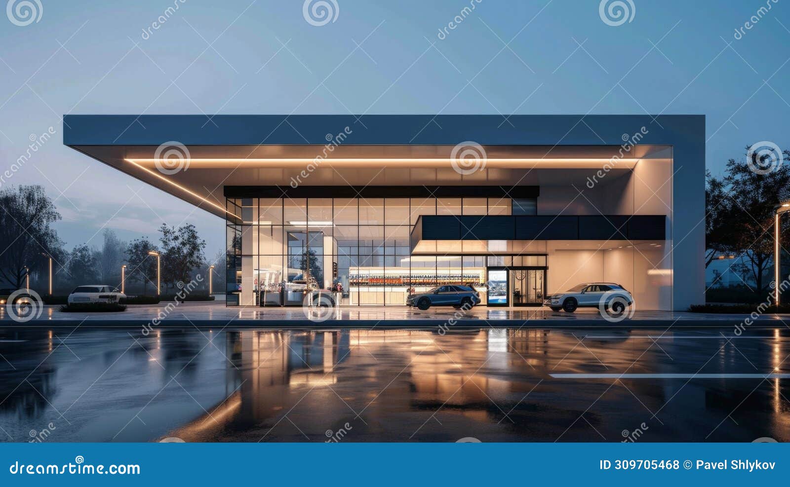 Auto Dealership Modern Glass Building Stock Photo - Image of ...