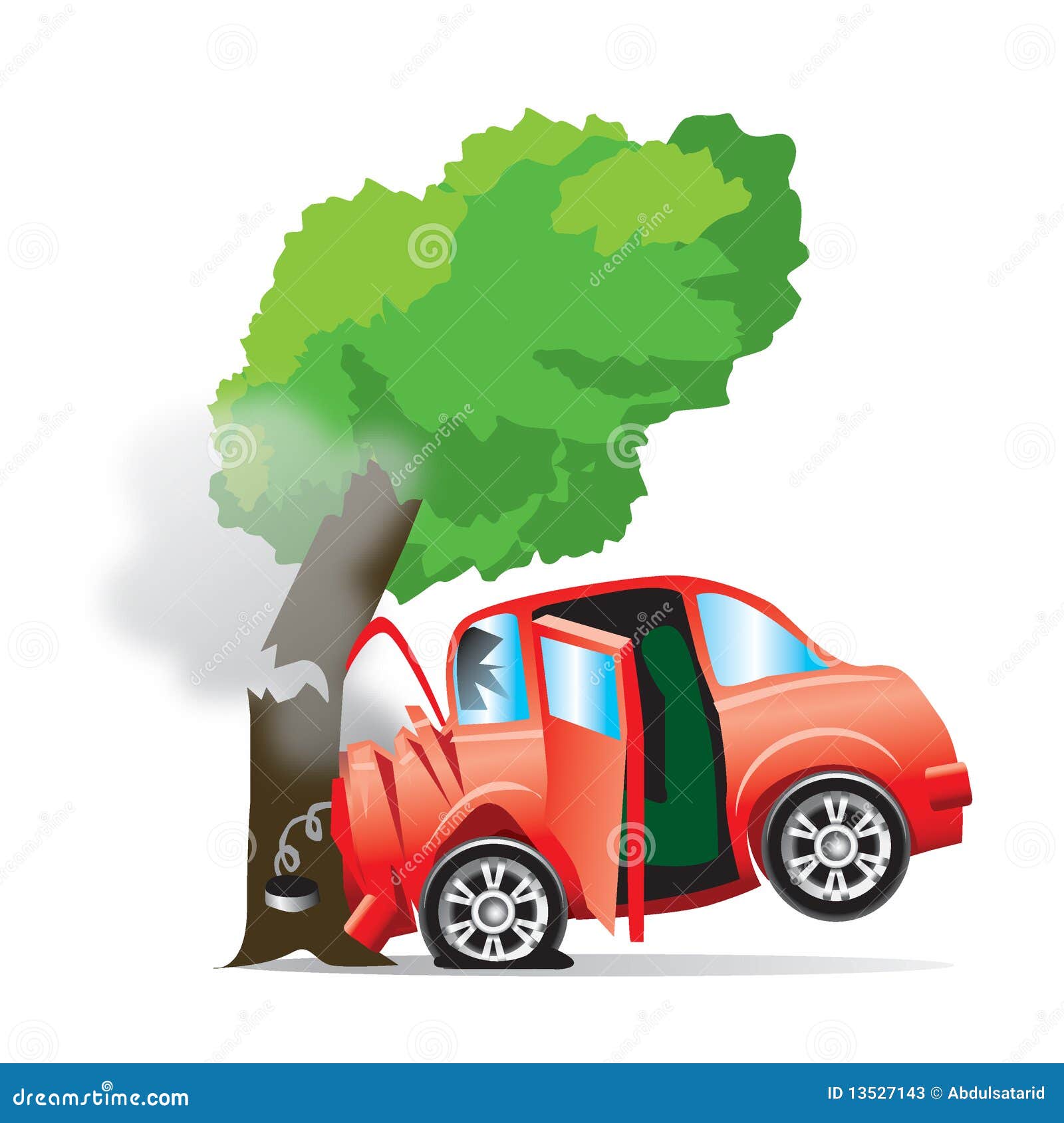 Auto Die in Boom Wordt Verpletterd Stock Illustratie - Illustration of ...