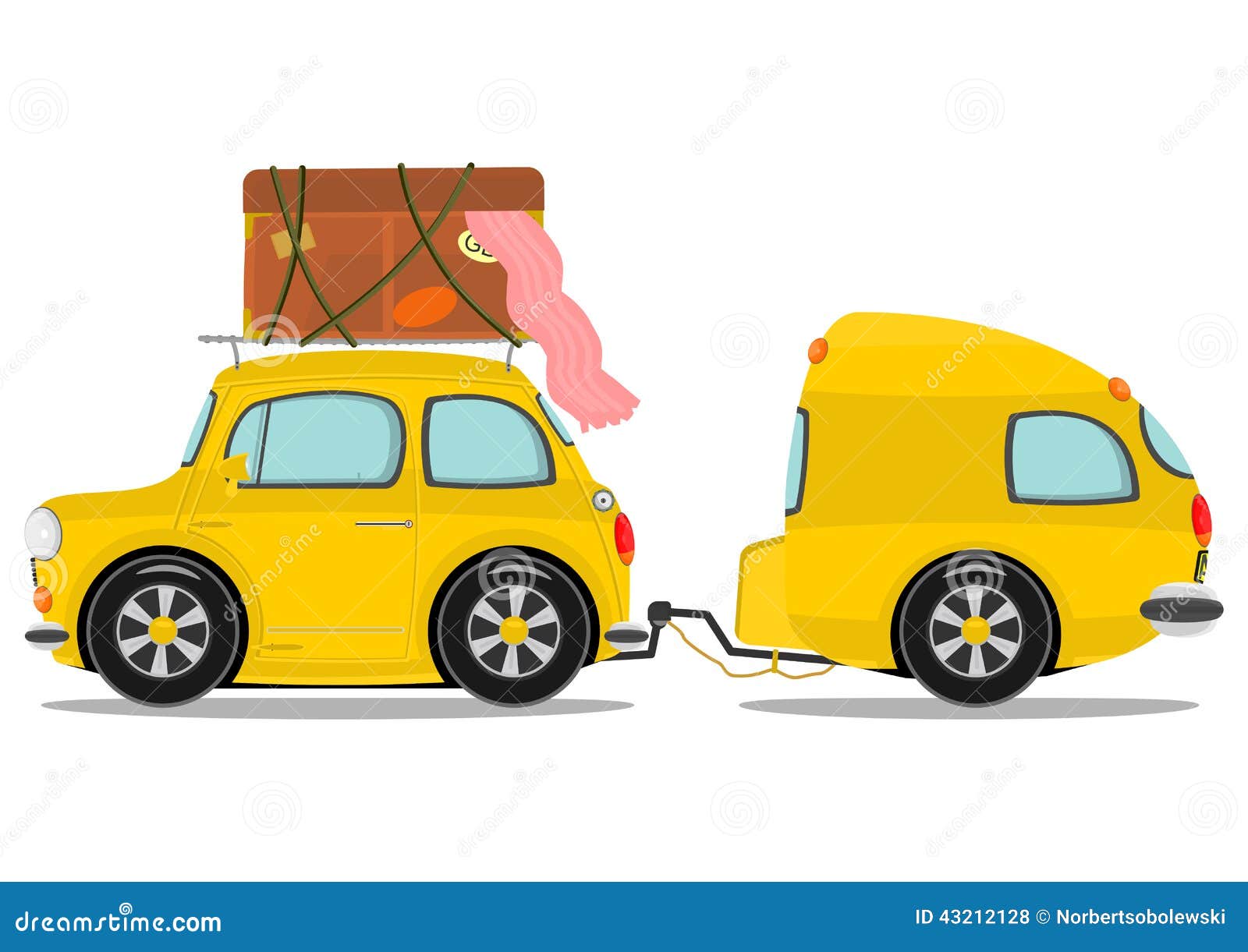 Auto en caravan vector illustratie. Illustration of mobiel - 43212128
