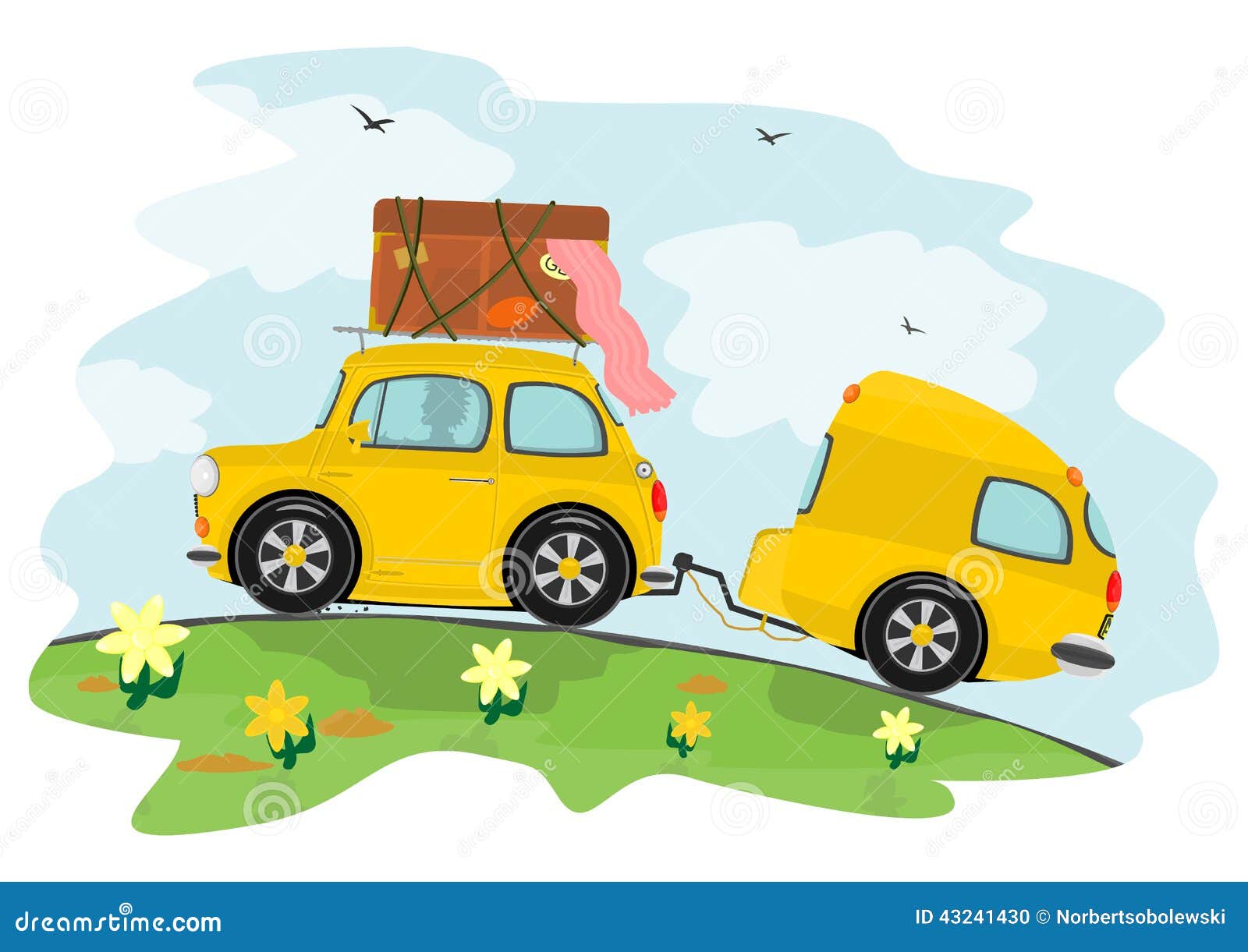 Auto en caravan vector illustratie. Afbeelding bestaande uit camping ...