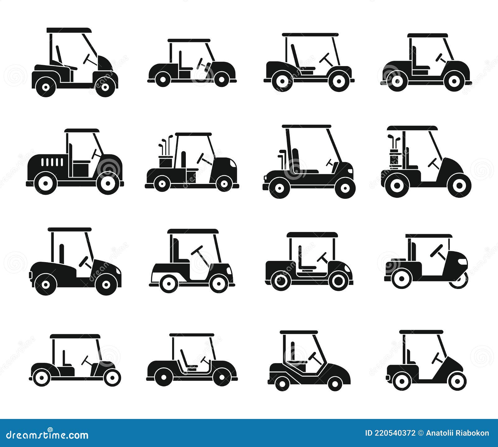 Auto Golf Cart Icons Set, Simple Style Stock Vector - Illustration of ...