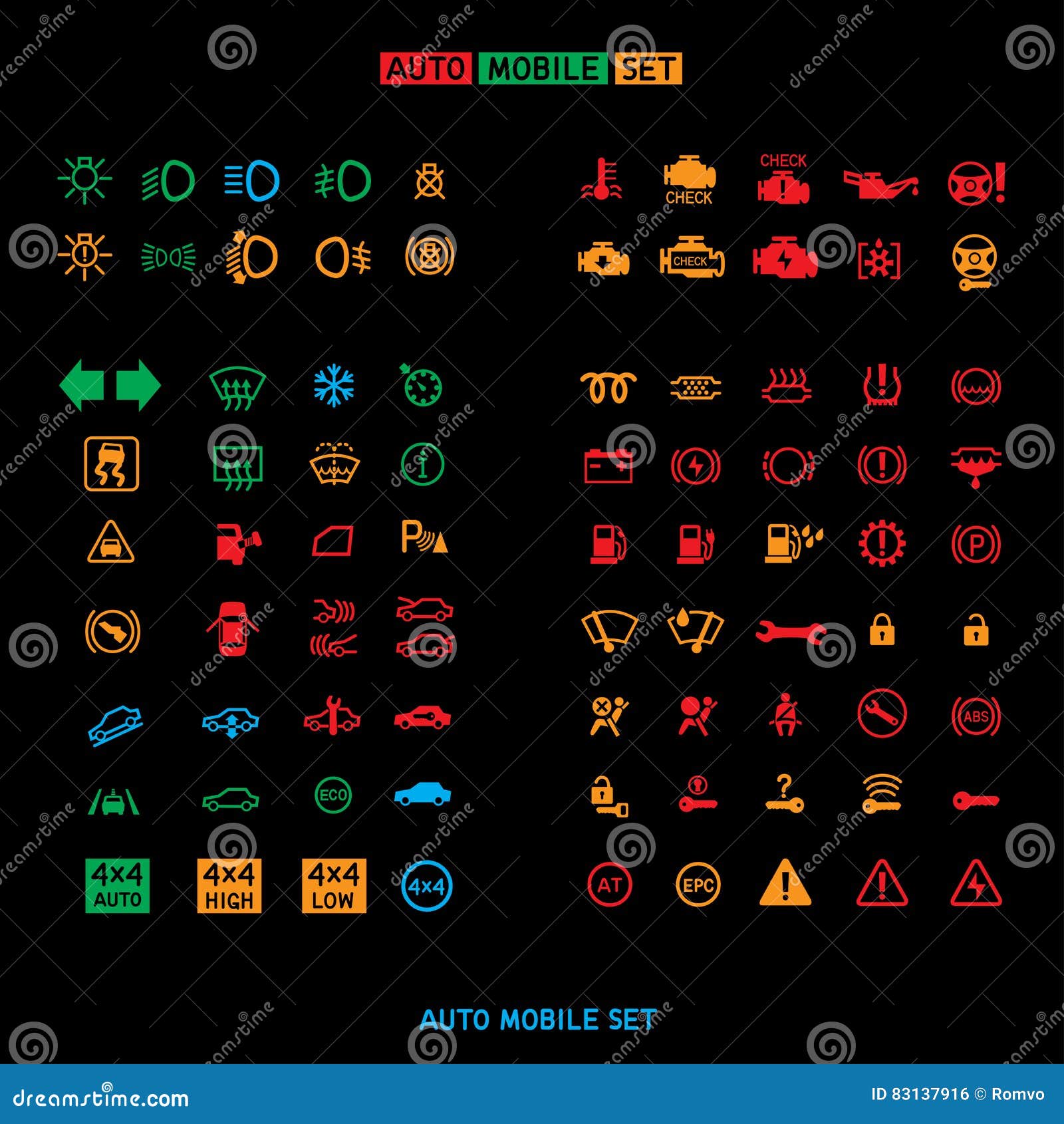 Auto Grupo Do Sinal Do Carro Ilustração do Vetor - Ilustração de barra ...