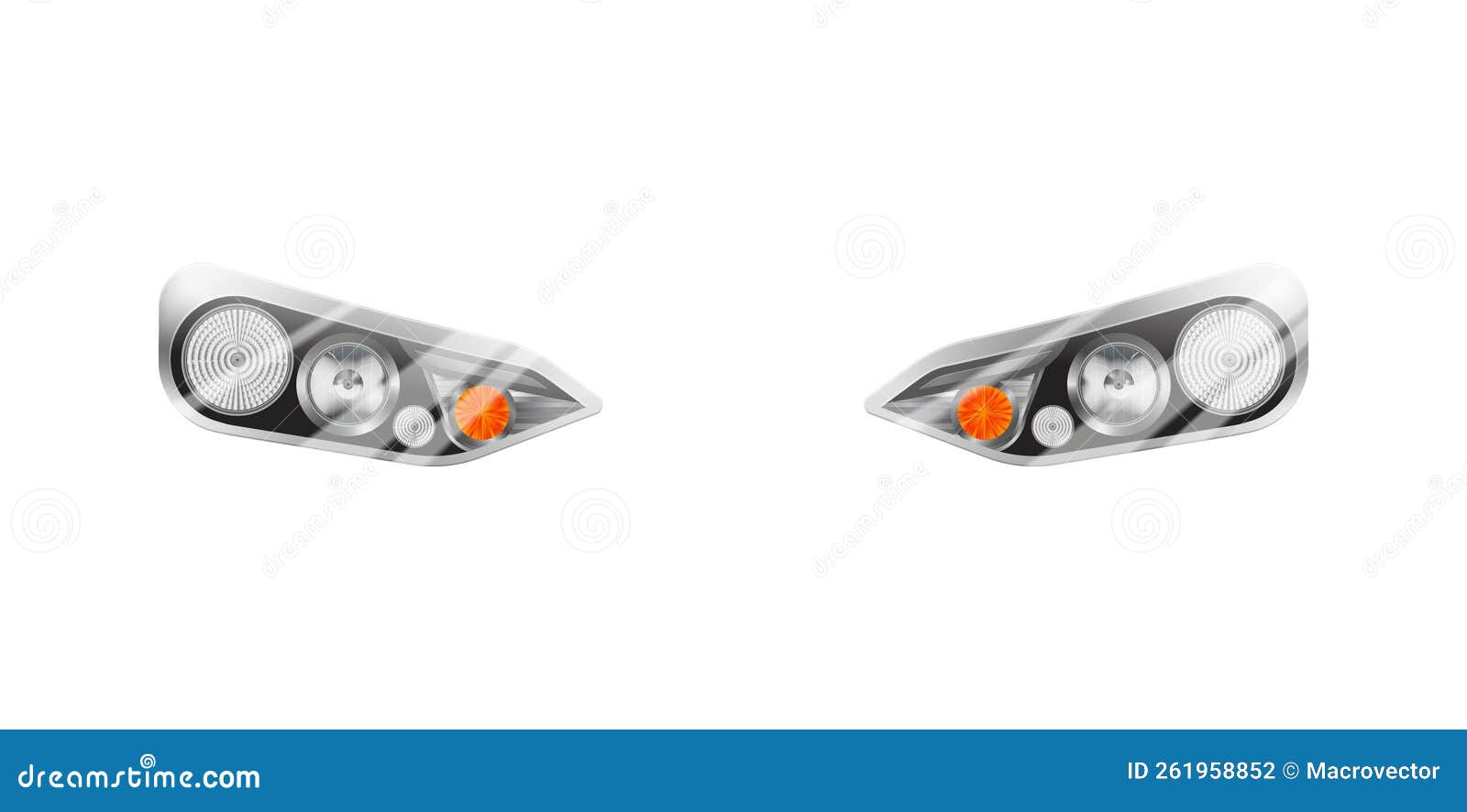 Auto Headlights Realistic Composition Stock Vector - Illustration of ...