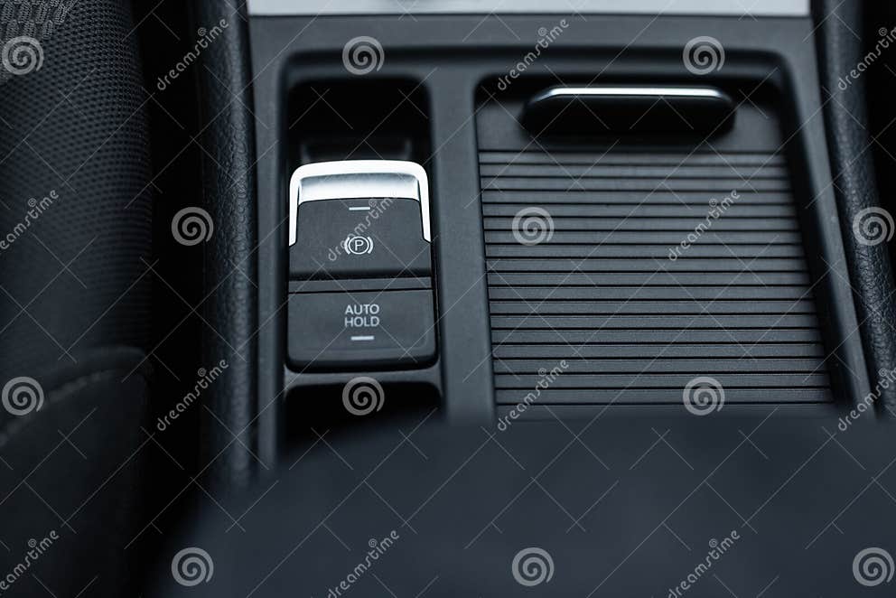 Auto Hold Button in a Modern Vehicle Stock Photo - Image of security ...