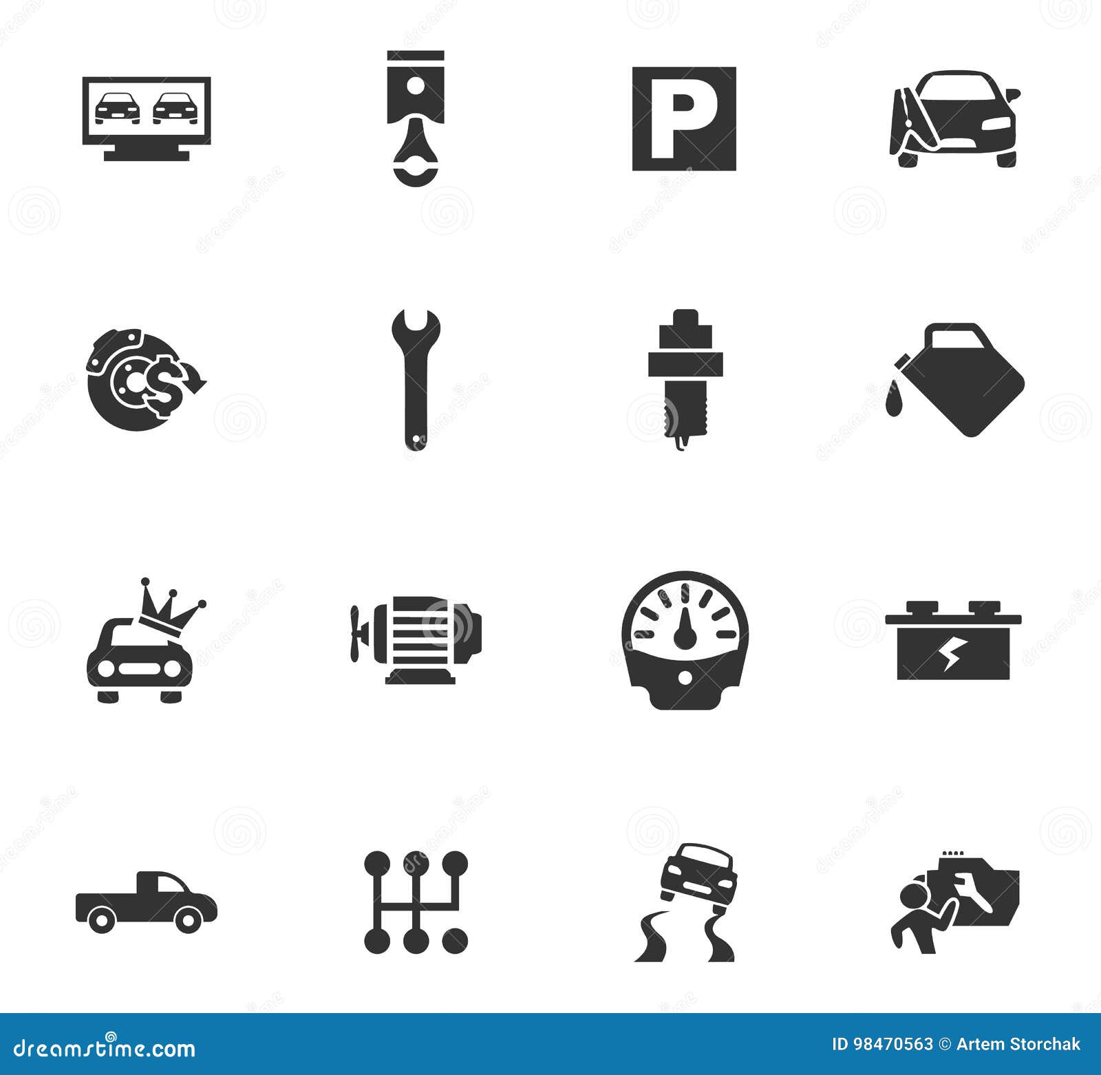 Auto icons set stock vector. Illustration of ride, black - 98470563