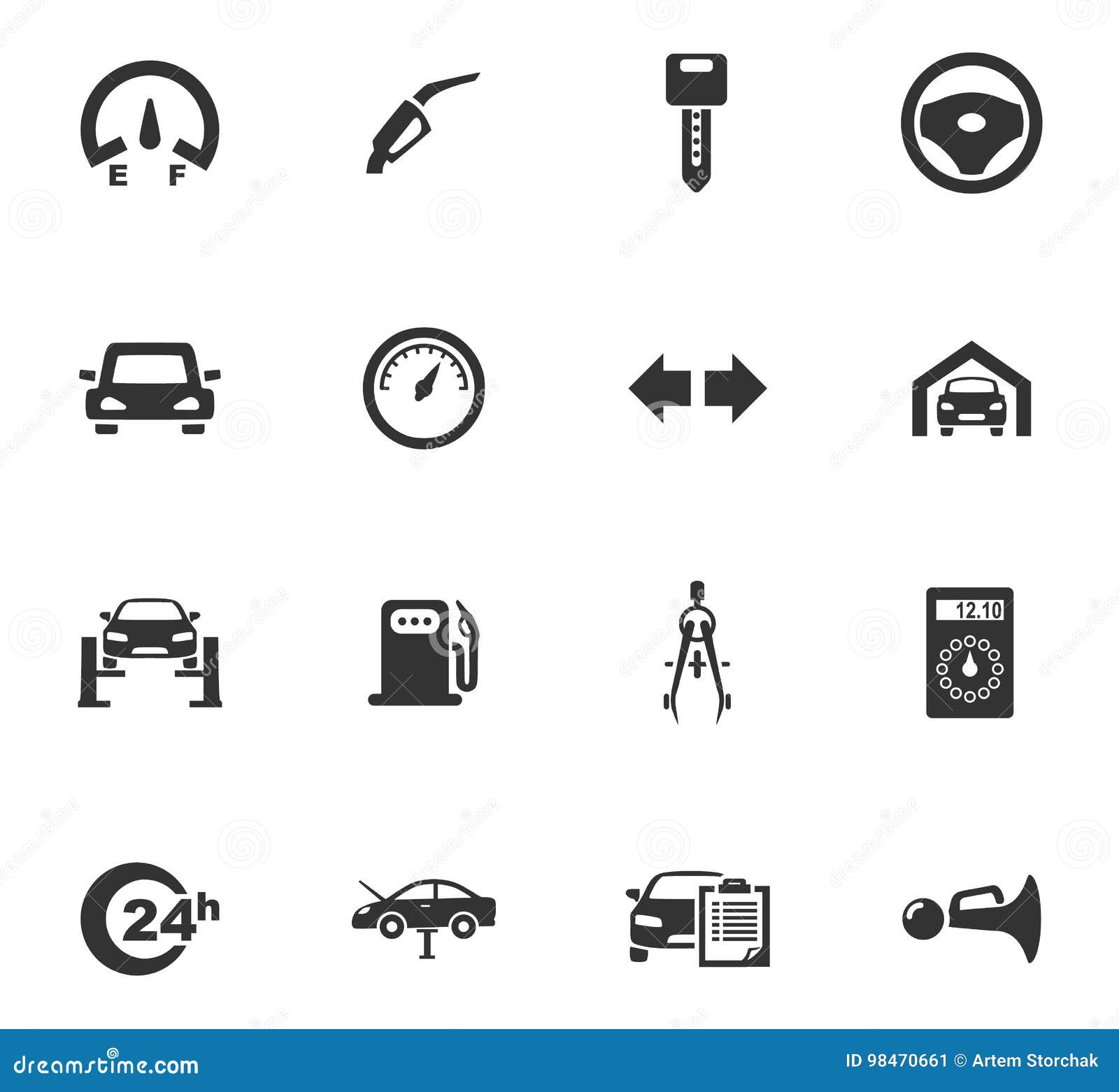 Auto icons set stock vector. Illustration of closeup - 98470661