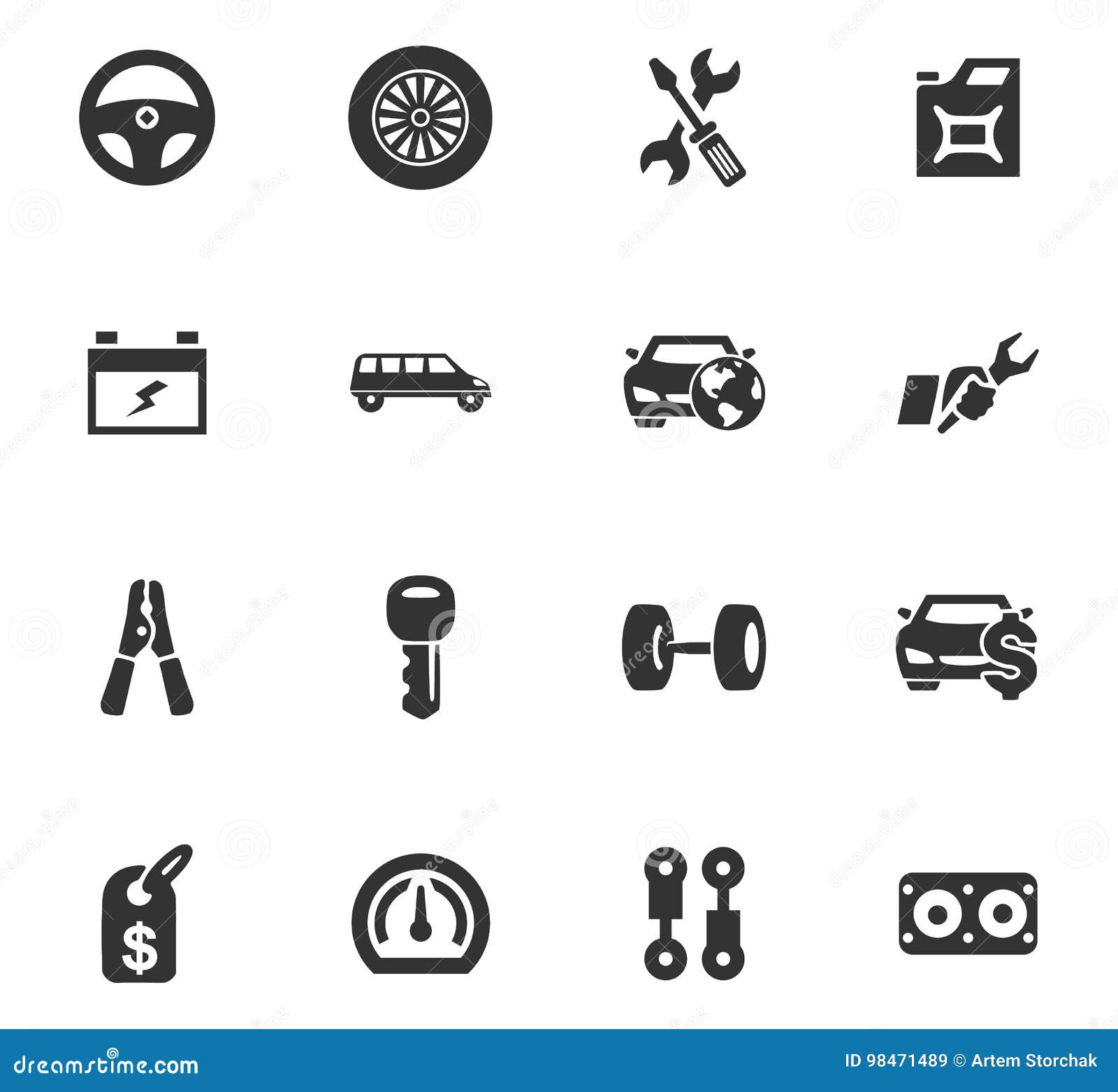 Auto icons set stock vector. Illustration of hand, price - 98471489