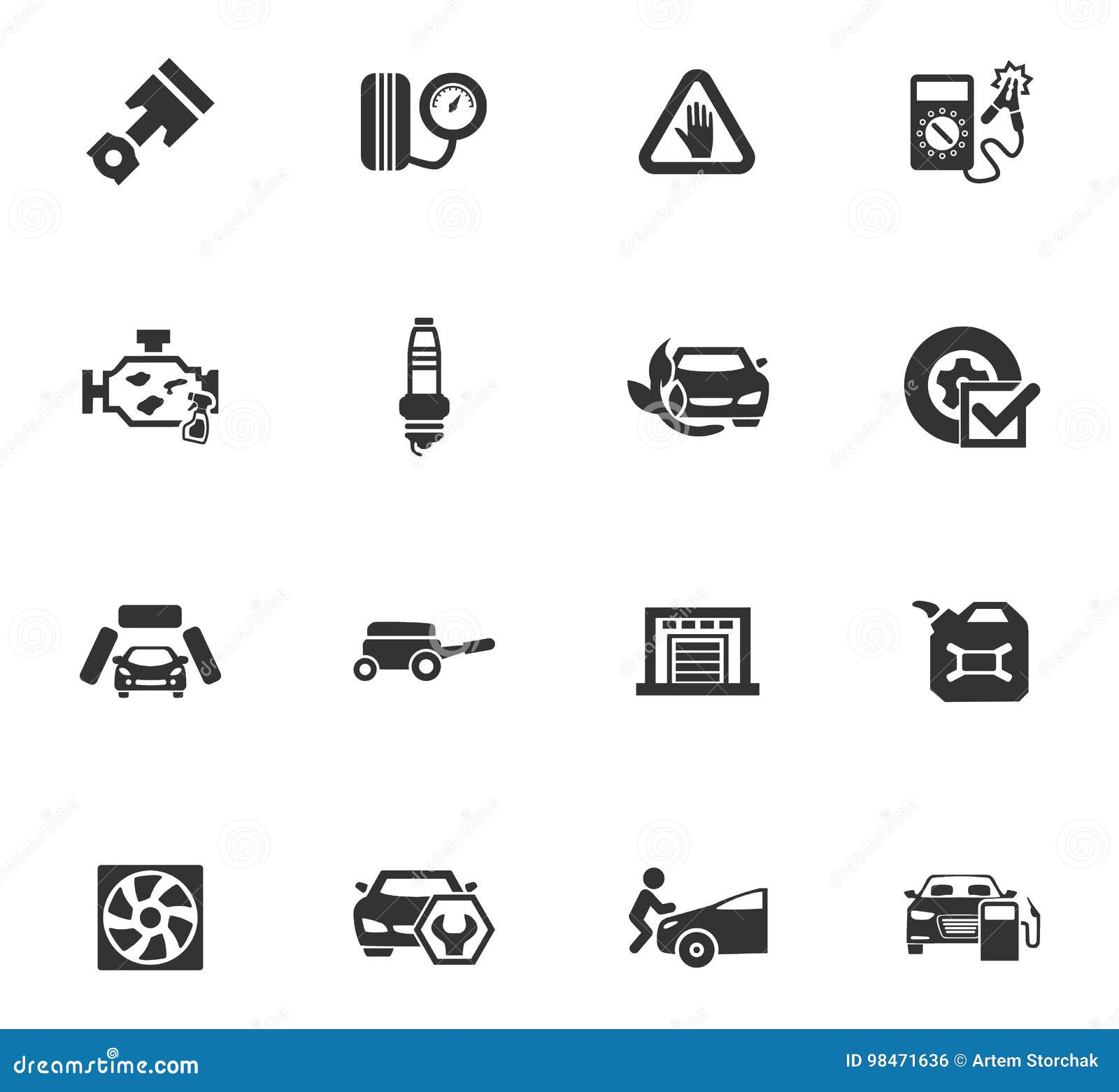 Auto icons set stock vector. Illustration of jack, parts - 98471636