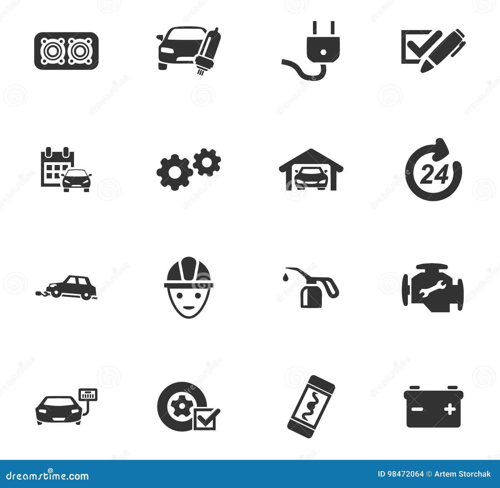 Auto icons set stock vector. Illustration of record, garage - 98472064