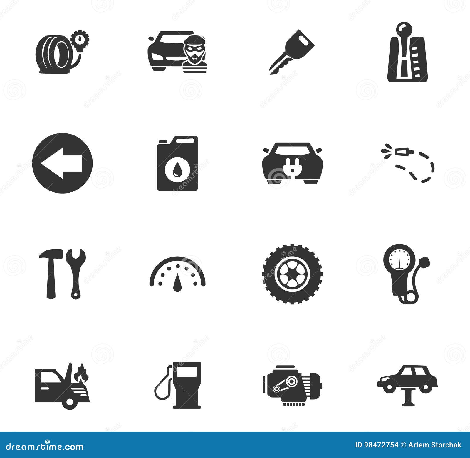 Auto icons set stock vector. Illustration of canister - 98472754