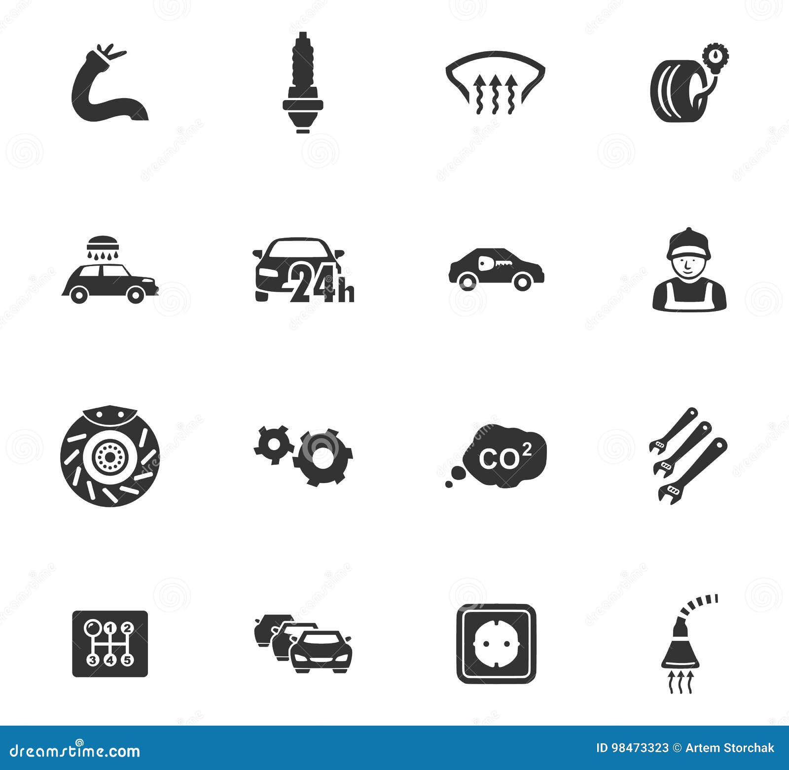 Auto icons set stock vector. Illustration of black, colorful - 98473323