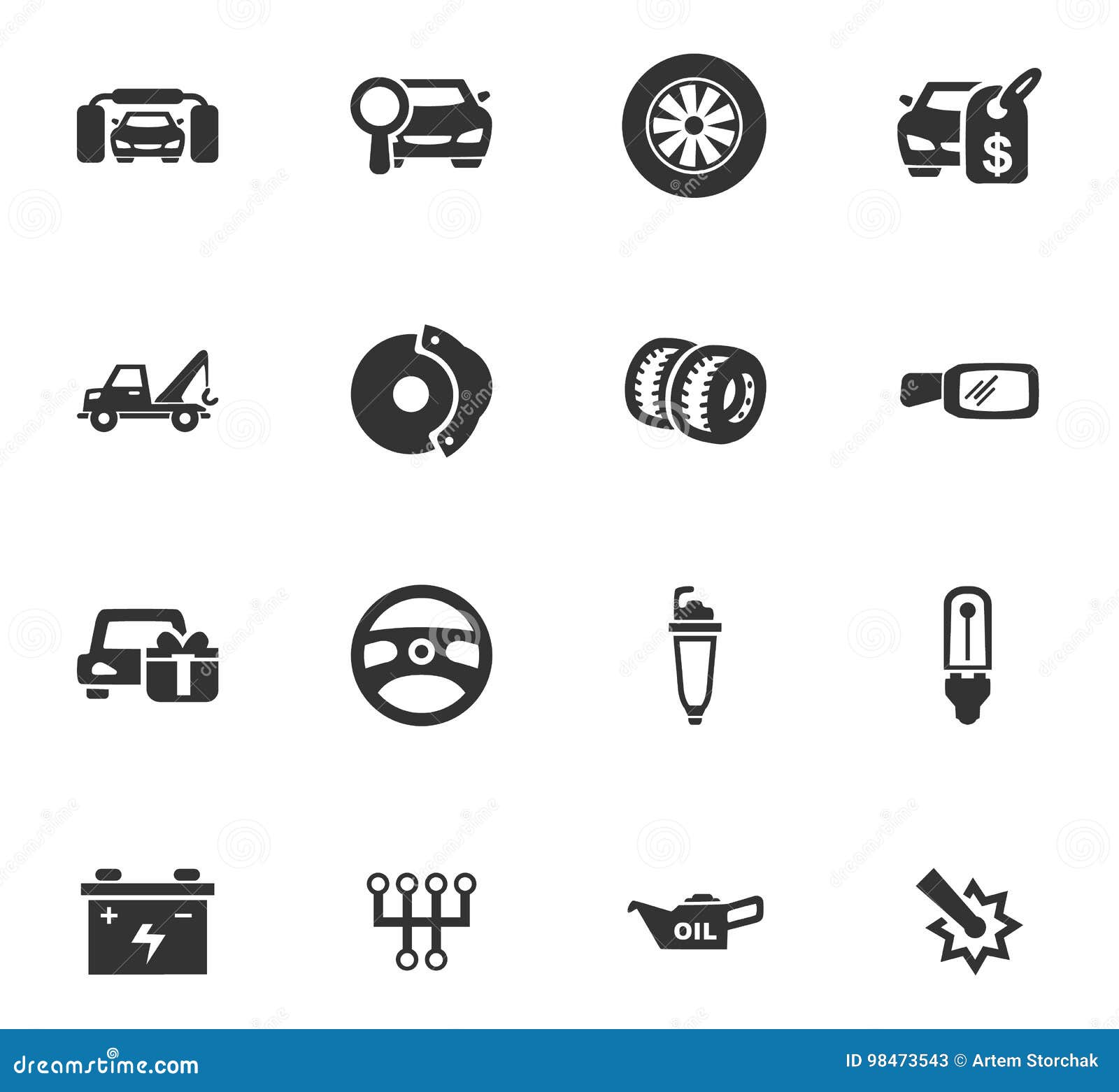 Auto icons set stock vector. Illustration of shock, gearbox - 98473543