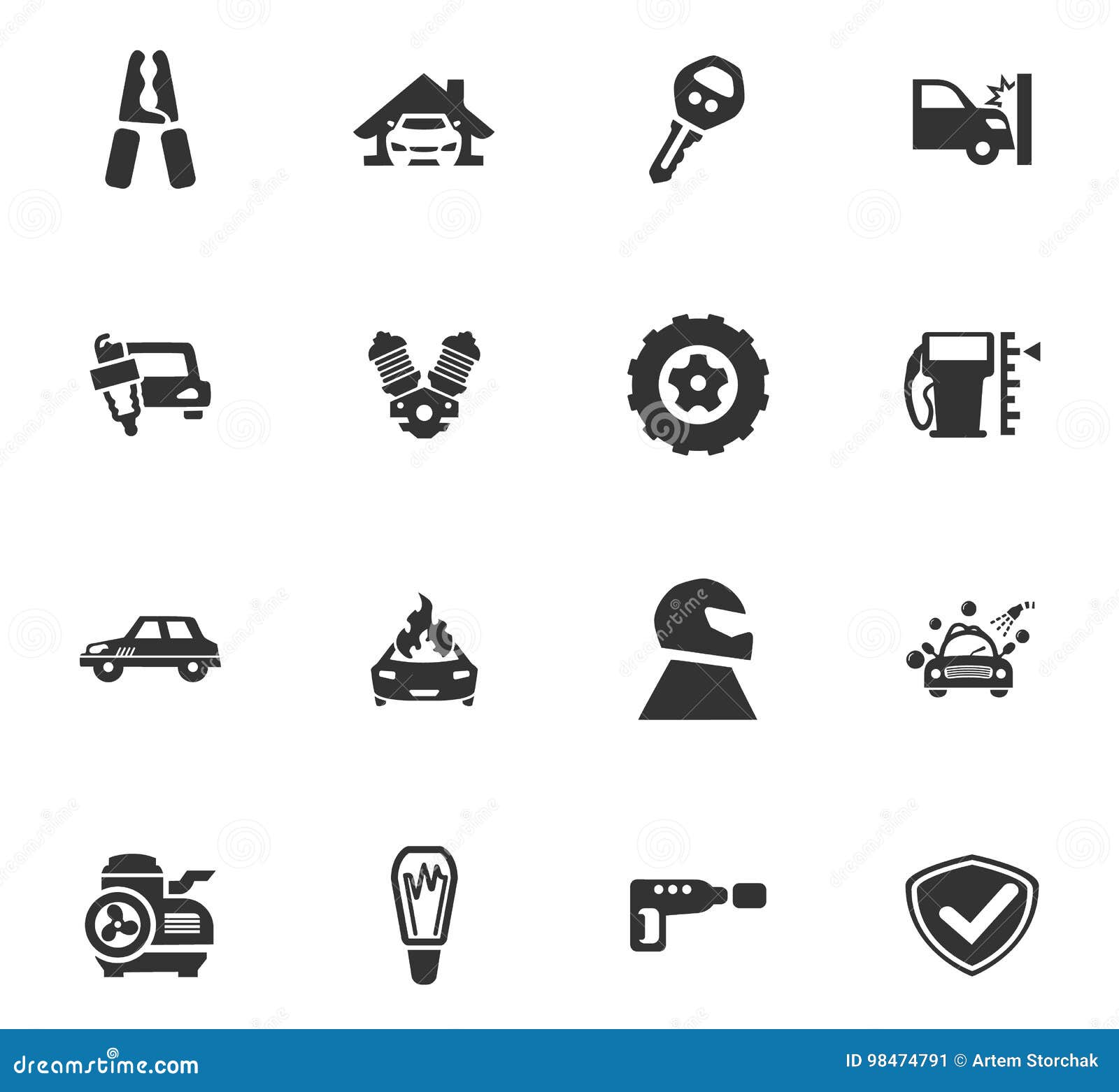 Auto icons set stock vector. Illustration of plug, panel - 98474791