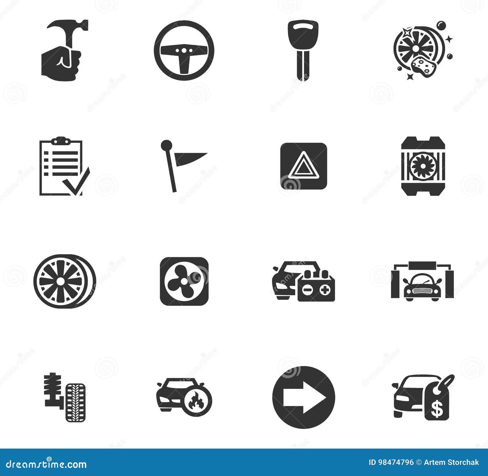 Auto icons set stock vector. Illustration of concept - 98474796