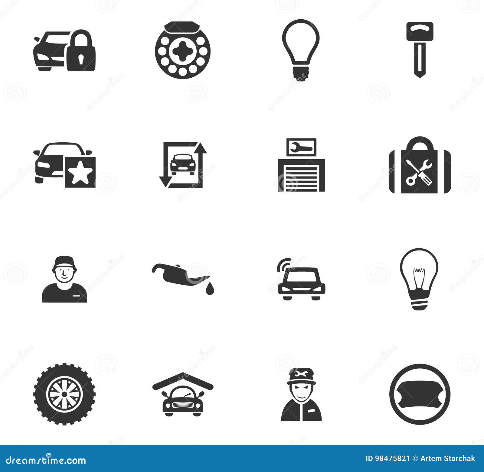 Auto icons set stock vector. Illustration of pattern - 98475821