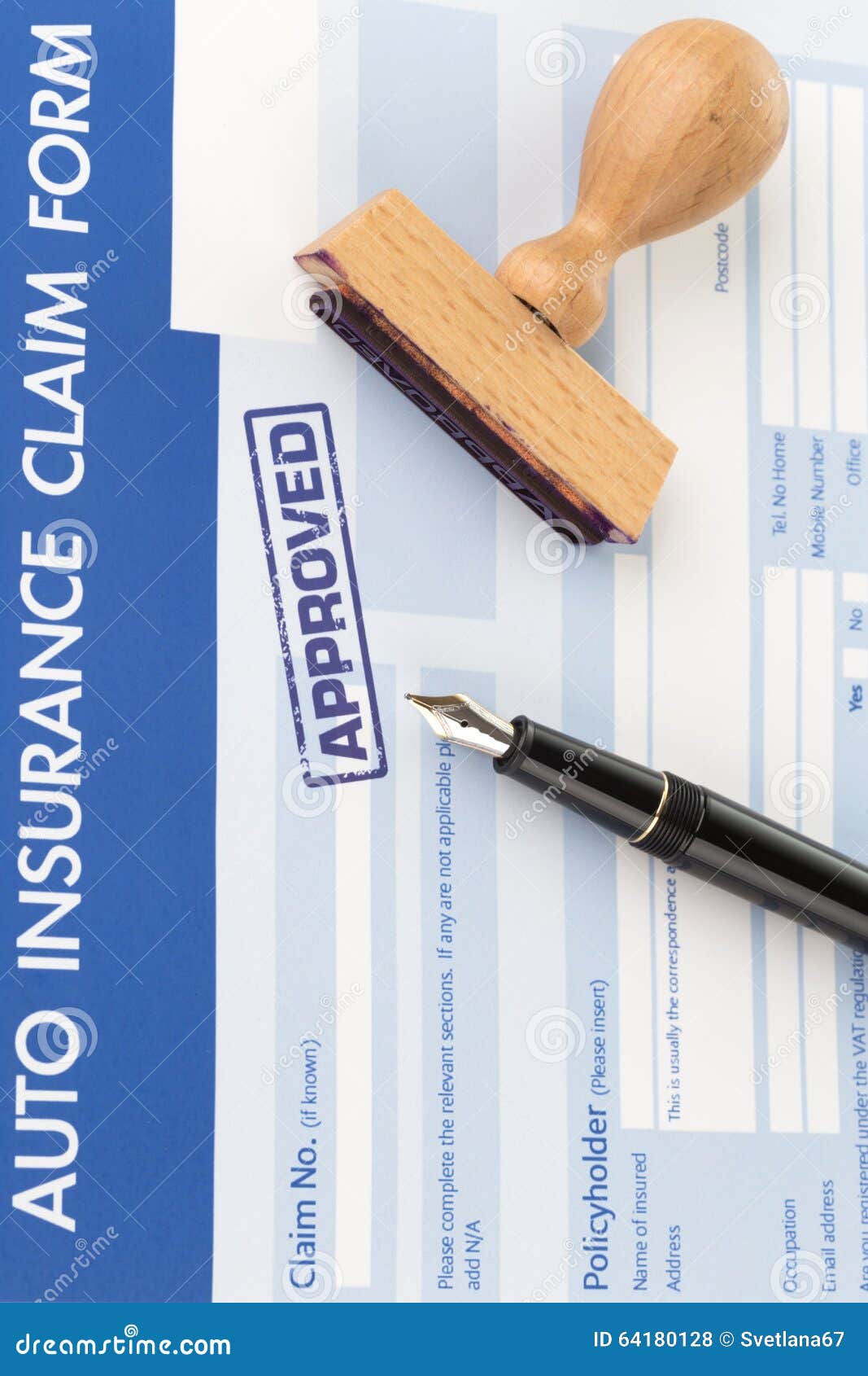 Auto insurance claim form stock photo. Image of home - 64180128