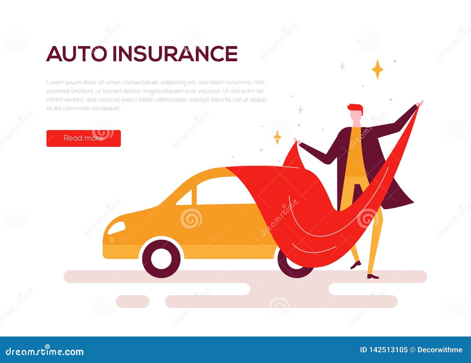 Auto Insurance - Colorful Flat Design Style Web Banner Stock Vector ...