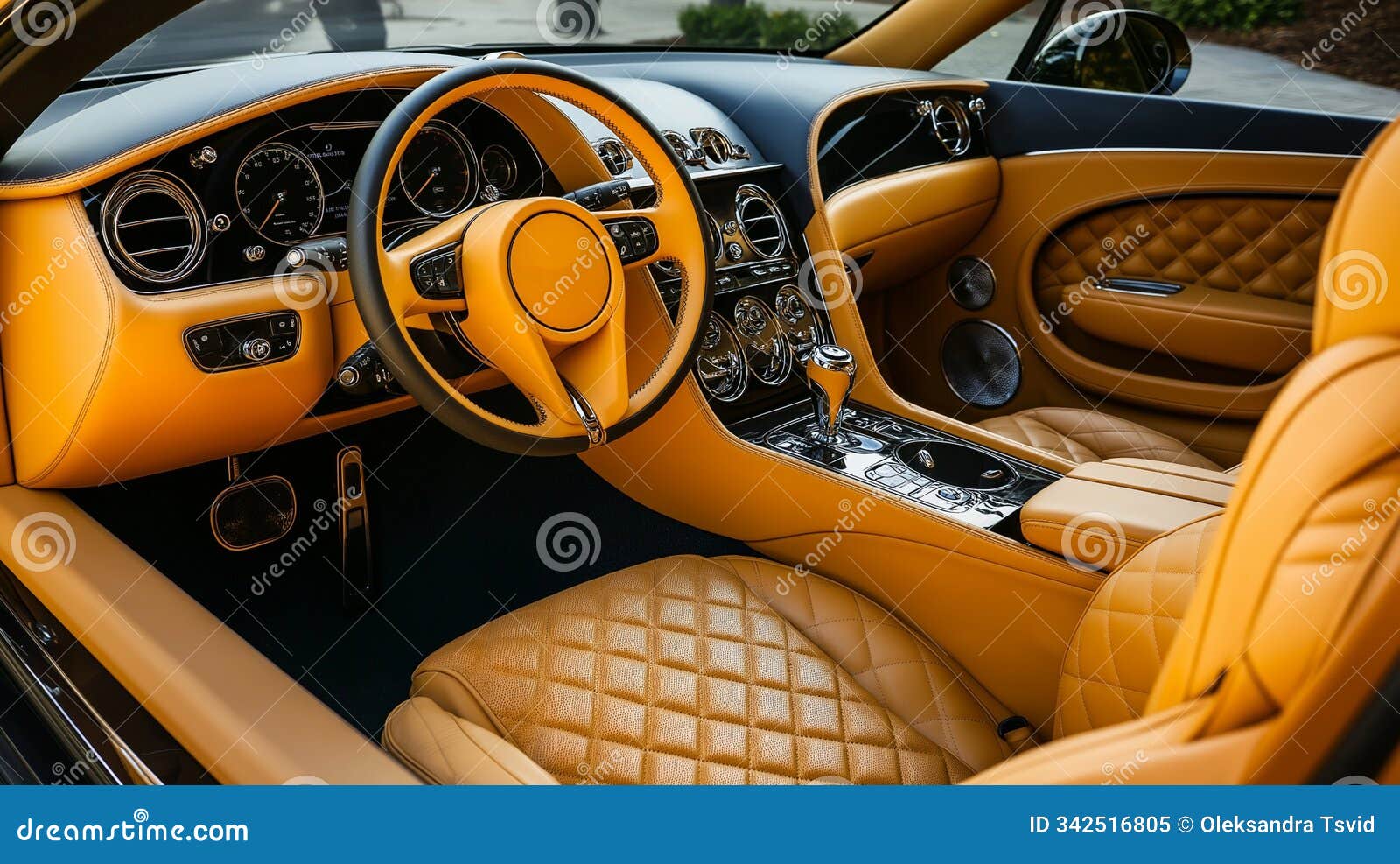 Auto Interior, Luxury Style. Driver Seats Stock Image - Image of ...