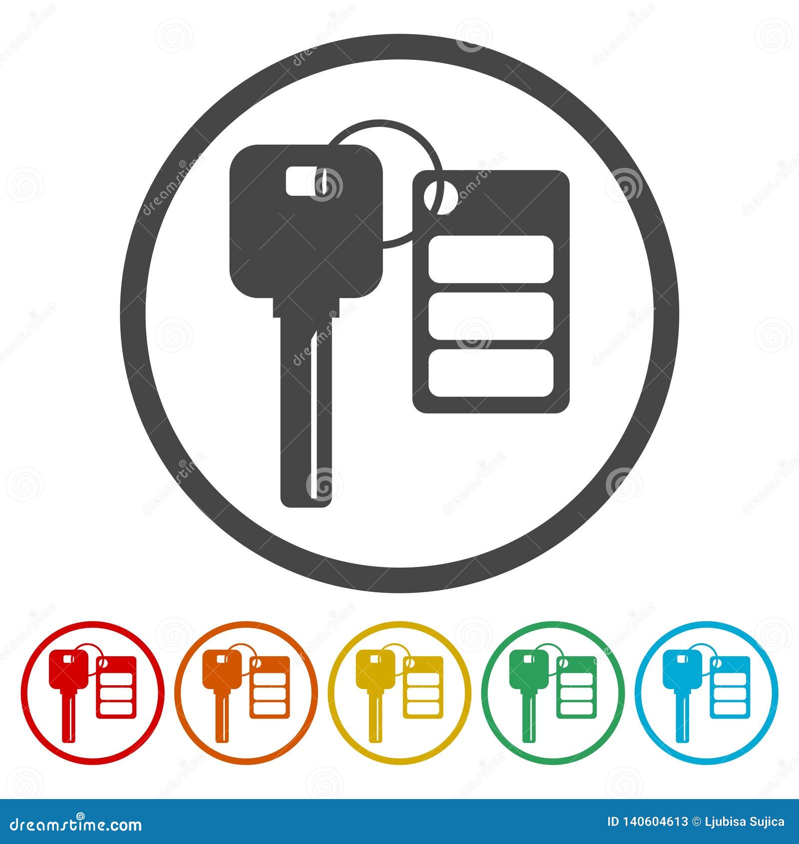 Auto Key with Remote Control Icons Set Stock Vector - Illustration of ...
