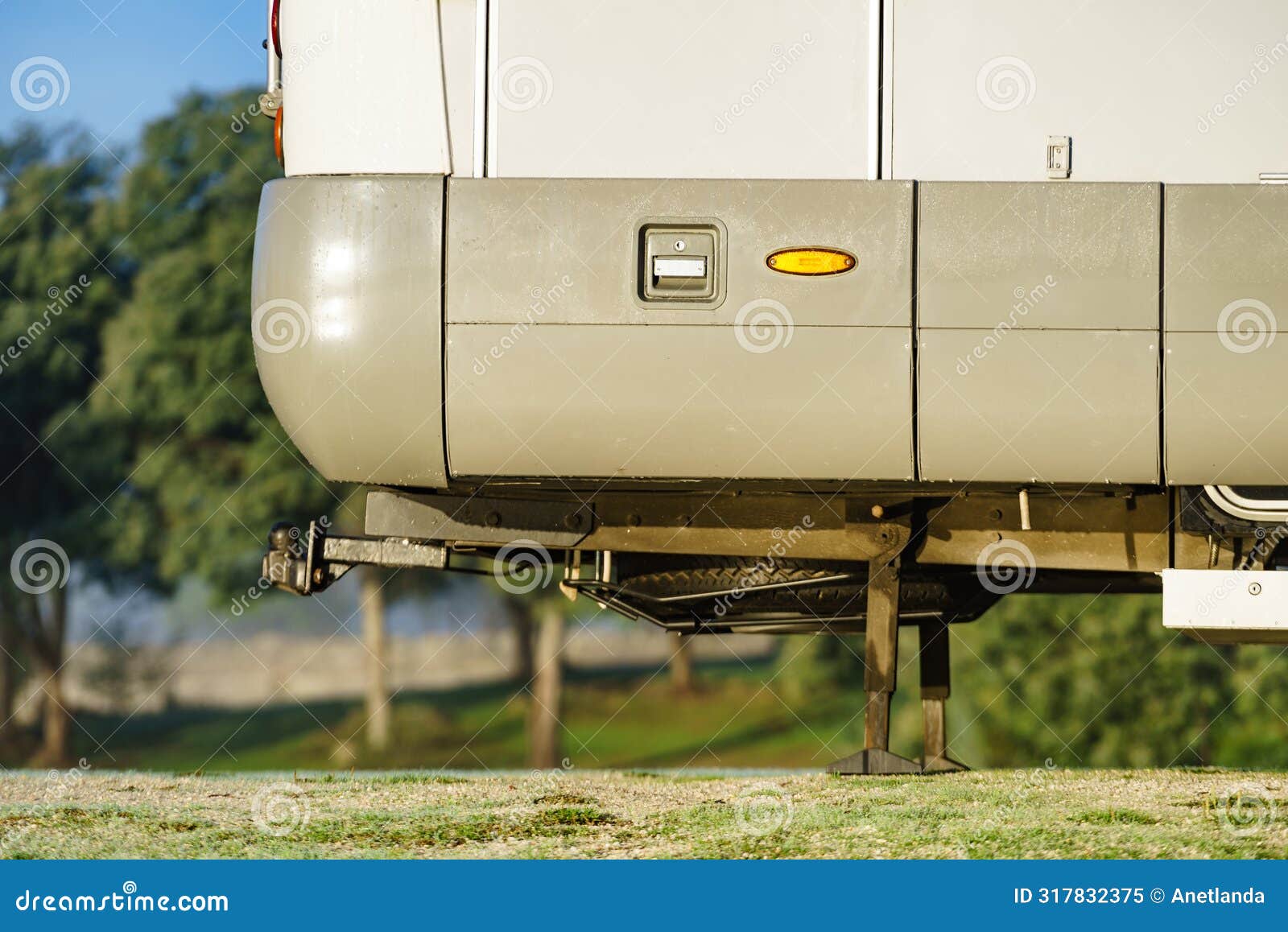Camper with Manual Legs in Use Stock Image - Image of stability ...