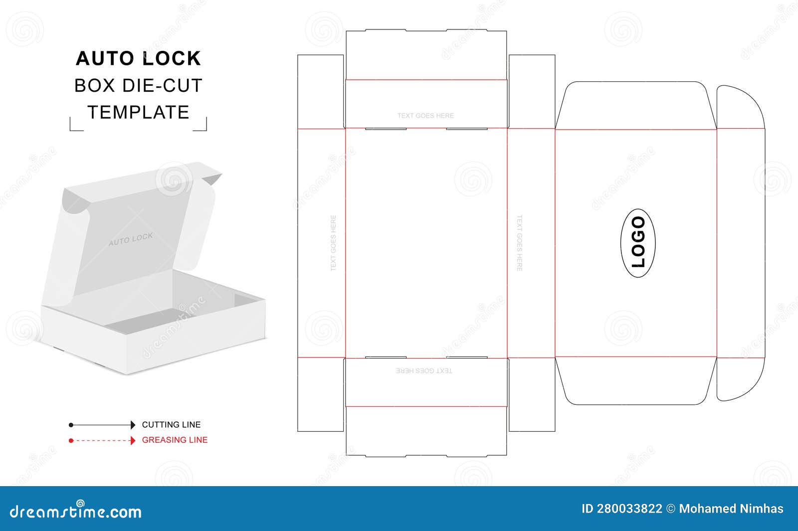 Auto Lock Box Die Cut Template, Packaging Die Cut Template, 3d Box ...