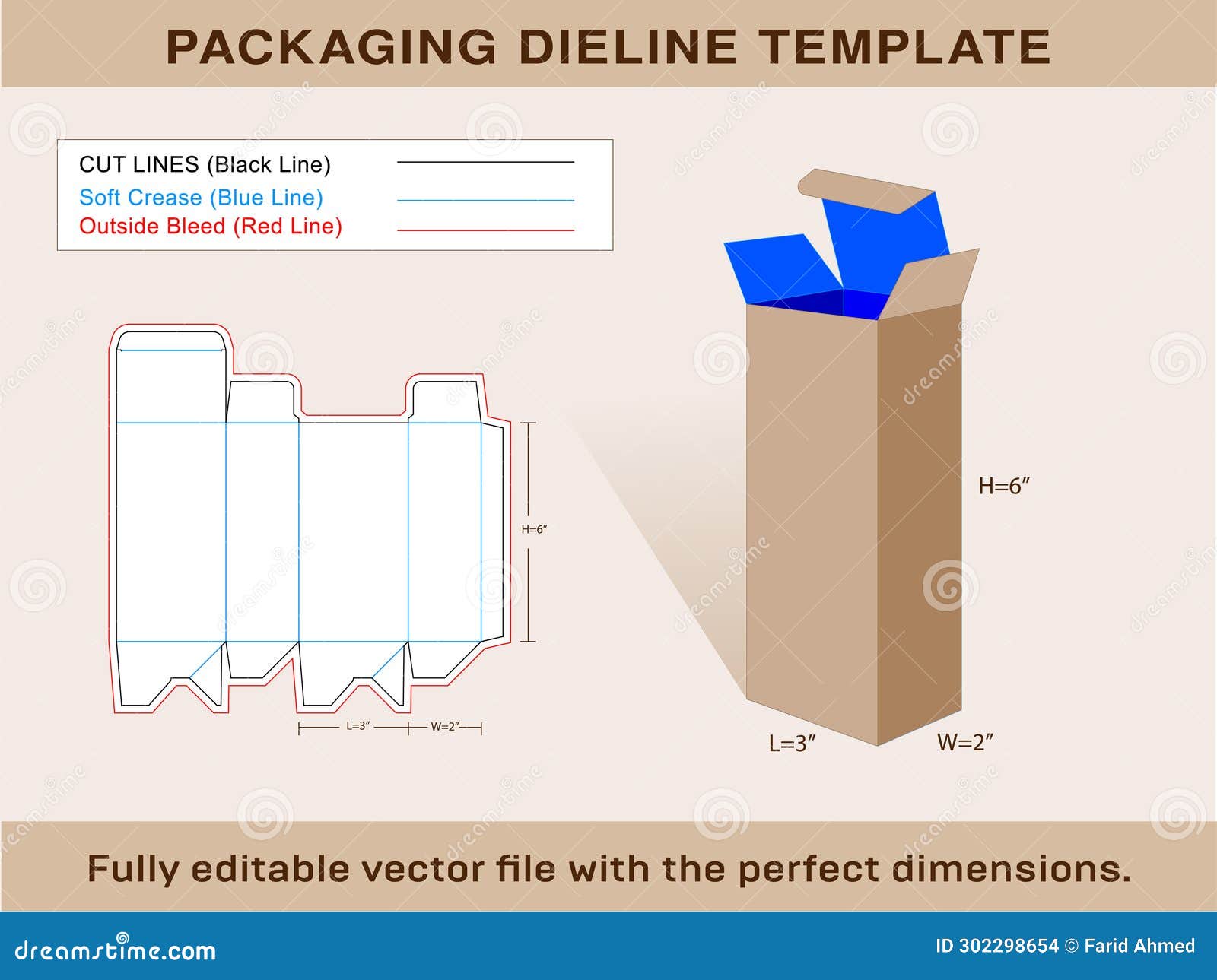 Auto Lock Box and Box Dieline Template Stock Vector - Illustration of ...