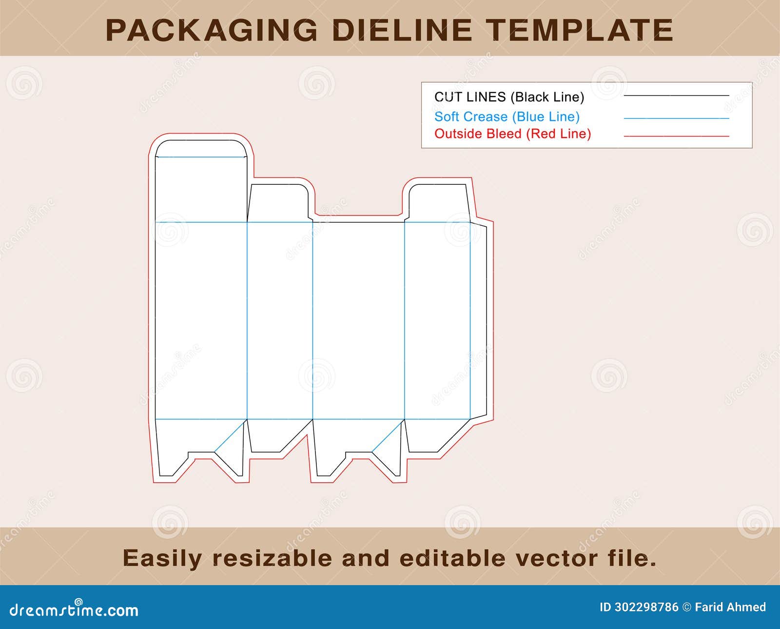 Auto Lock Box Dieline Template Stock Vector - Illustration of booklet ...