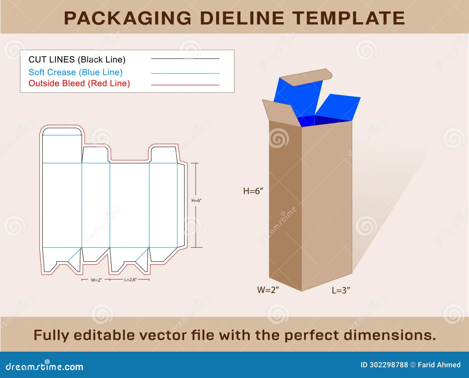 Auto Lock Box Dieline Template,vector File Stock Vector - Illustration ...