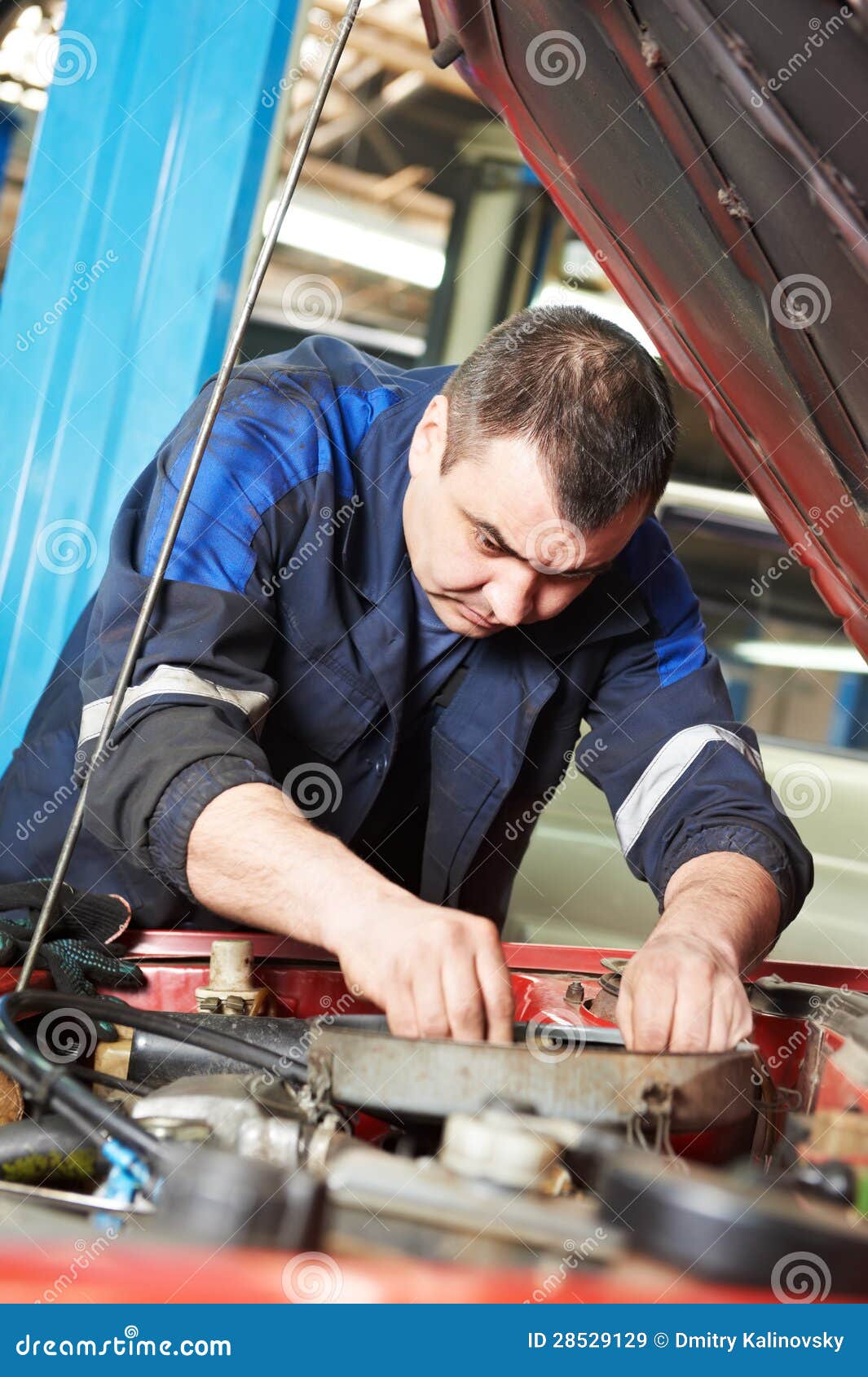 Auto Mechanic at Car Engine Repair Work Stock Image - Image of ...