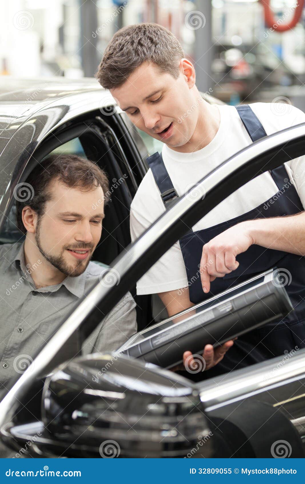 Auto Mechanic and Car Owner. Stock Image - Image of assistance ...