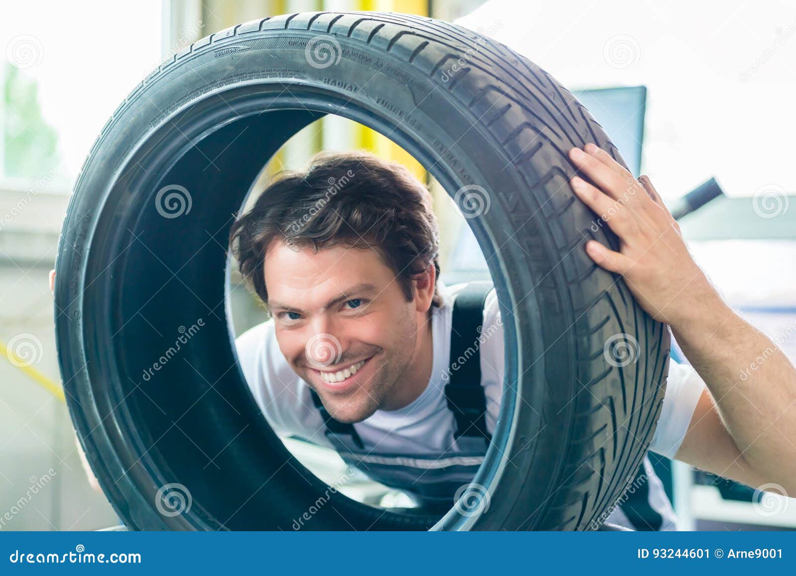 Auto Mechanic Changing Tire in Car Workshop Stock Image - Image of snow ...