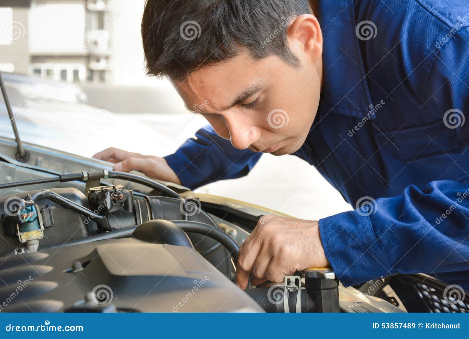 Auto Mechanic Checking Car Engine Stock Image - Image of automotive ...