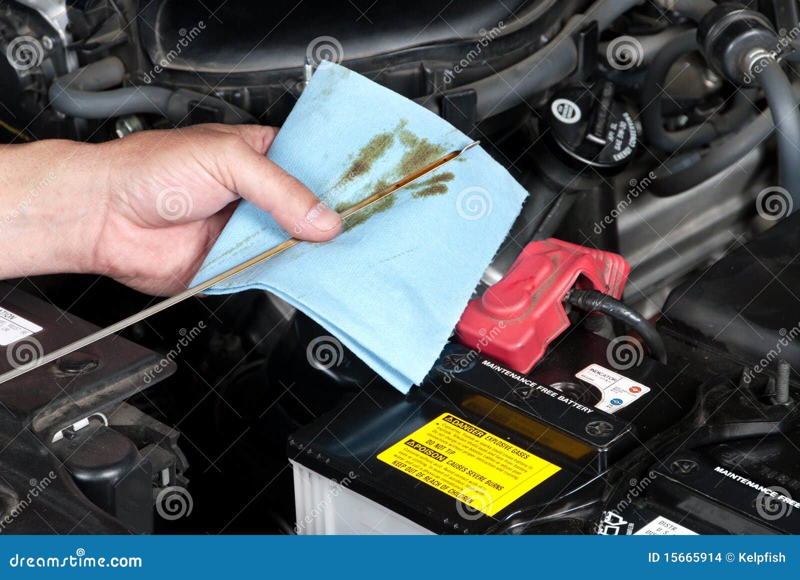 Auto Mechanic Checking Oil stock photo. Image of color - 15665914