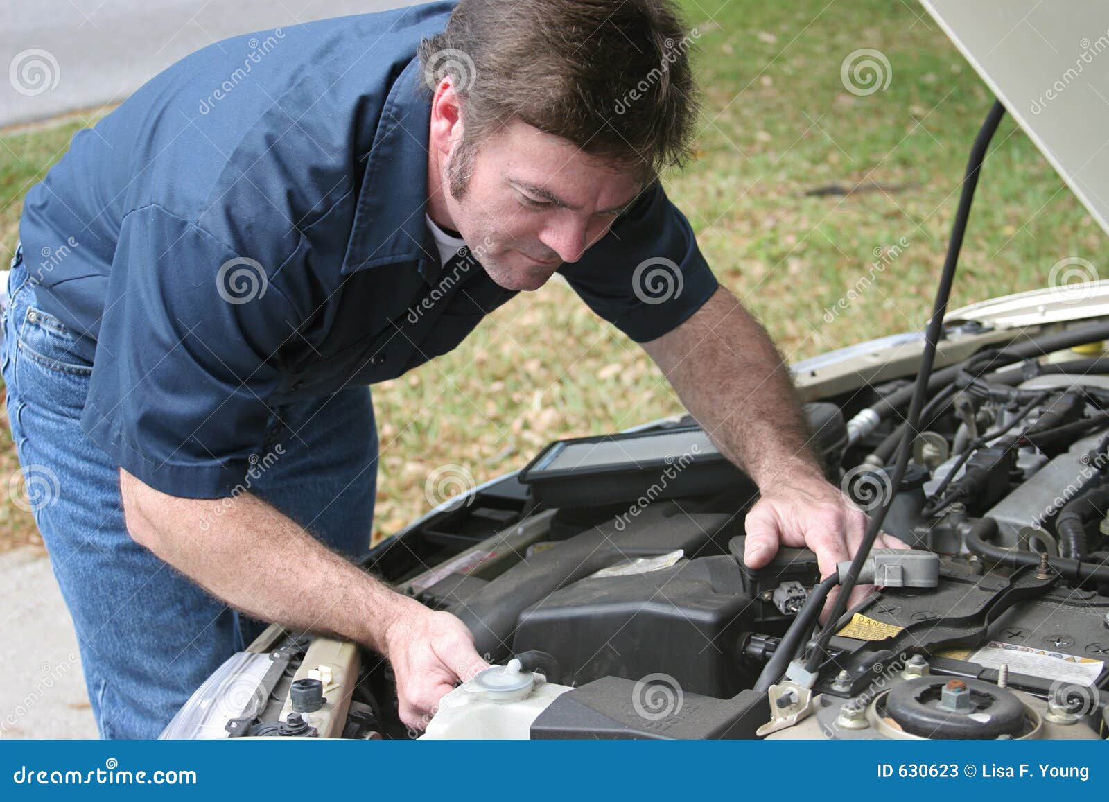 Auto Mechanic Checks Engine Stock Image - Image of auto, garage: 630623